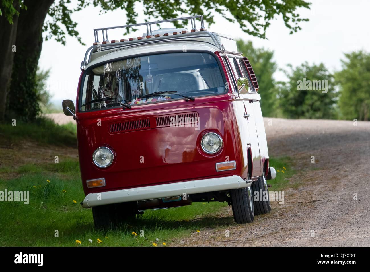 VW T2 Devon Campervan AEL 738K, red paint work with white bumpers and ...