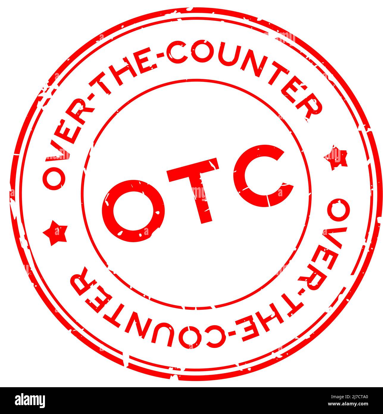 Grunge red OTC Over-The-Counter word round rubber seal stamp on white ...