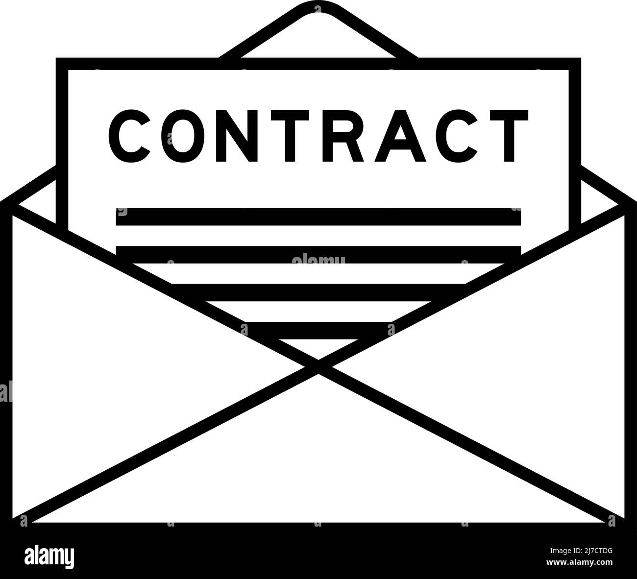 Envelope and letter sign with word contract as the headline Stock ...
