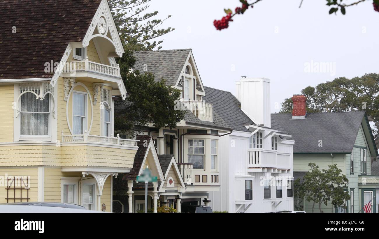 Row of old victorian style houses, historic residential district ...