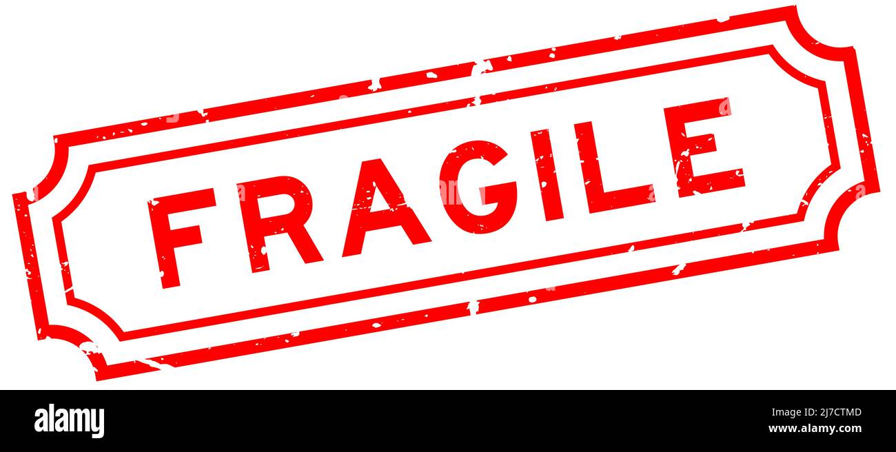 Grunge red fragile word rubber seal stamp on white background Stock ...