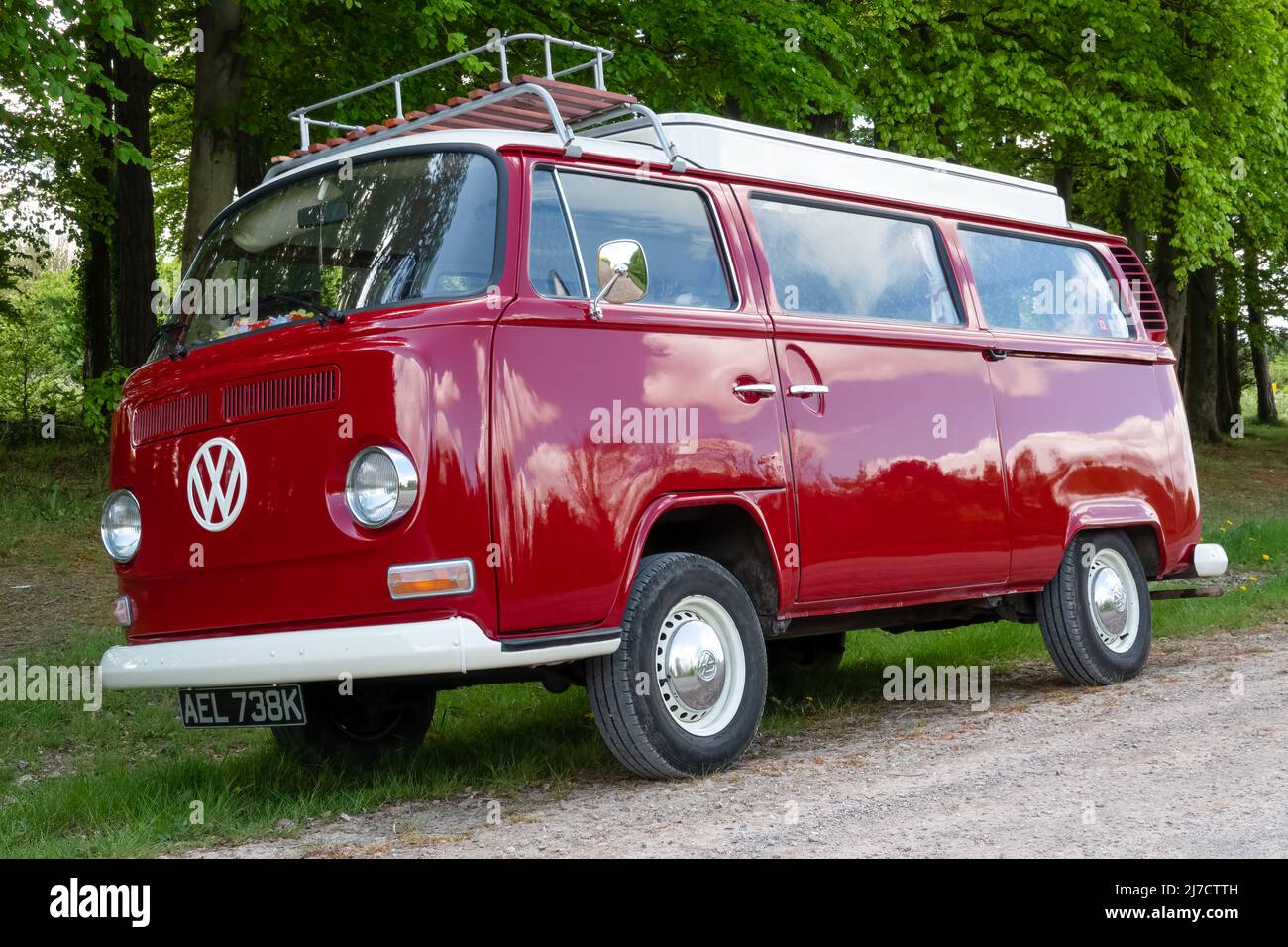 VW T2 Devon Campervan AEL 738K, red paint work with white bumpers and ...