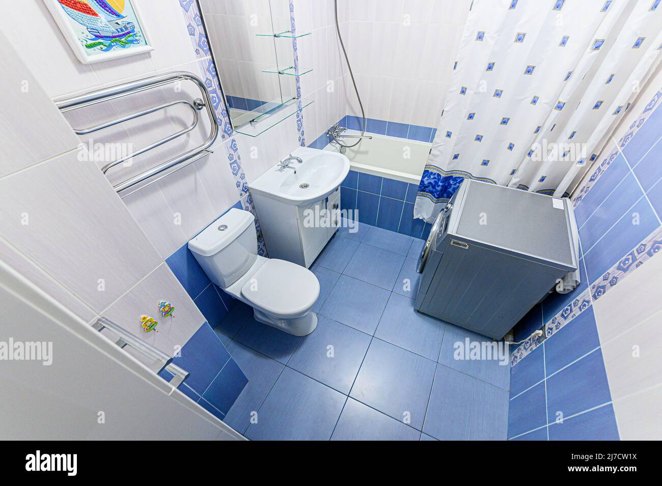 Russia, Moscow- May 21, 2020: interior apartment room bathroom, sink ...