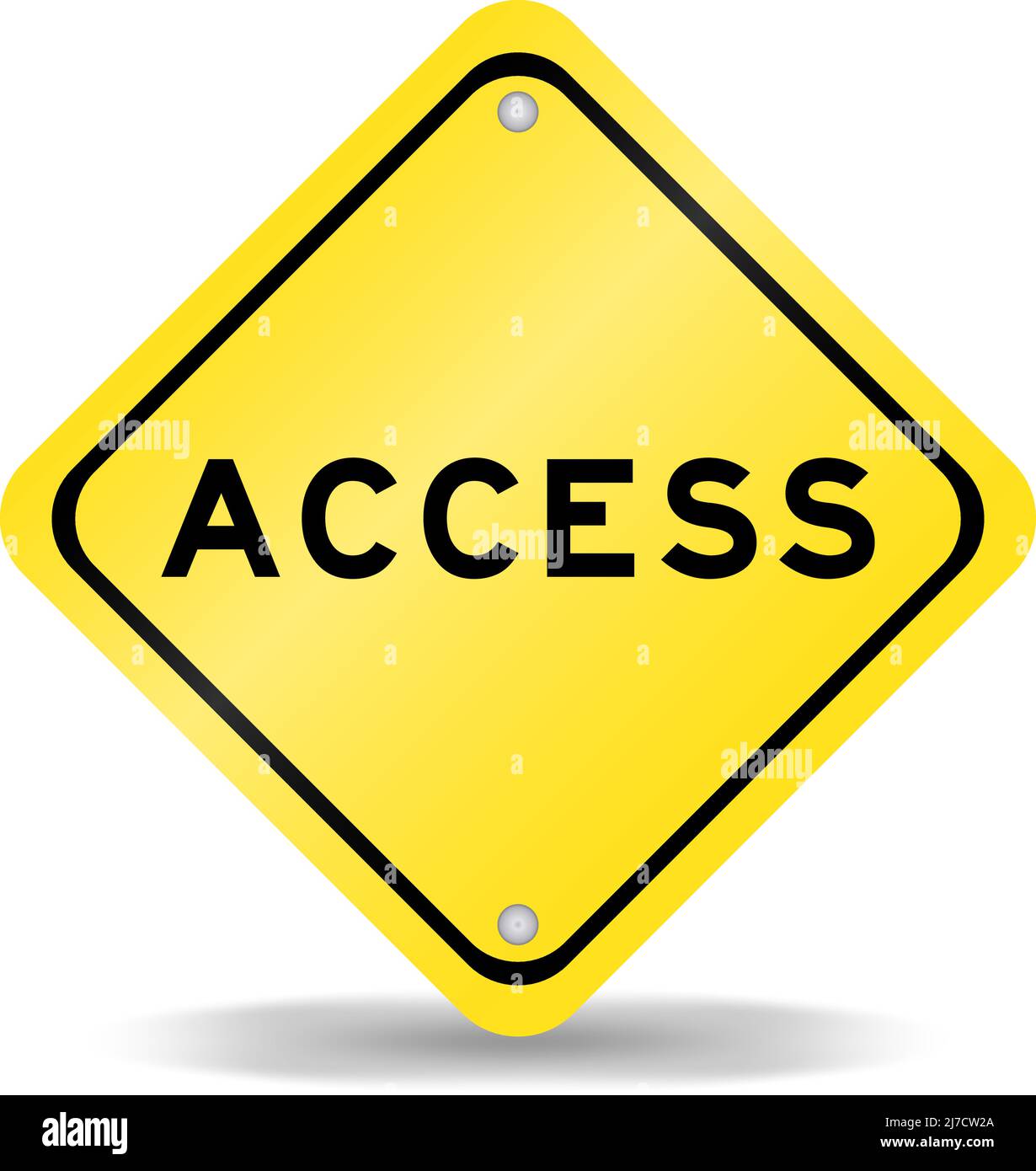 Yellow color transportation sign with word access on white background ...