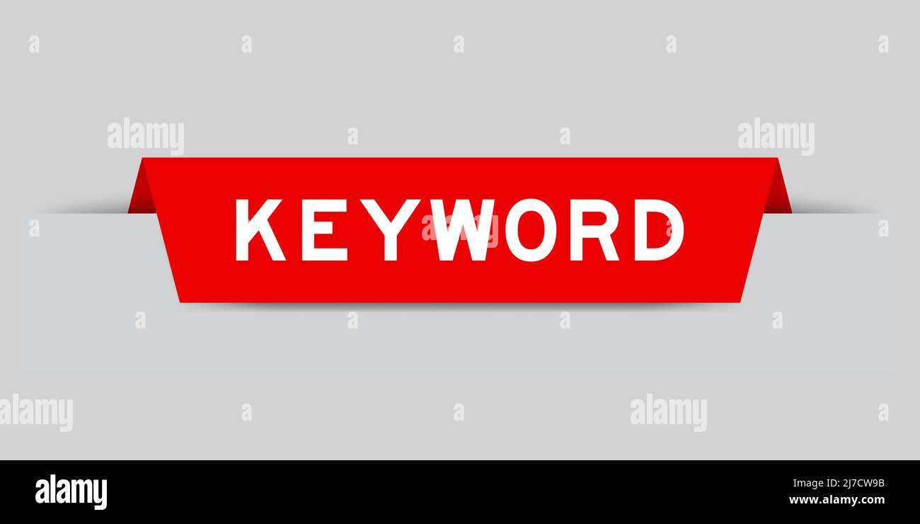 Red color inserted label with word keyword on gray background Stock ...