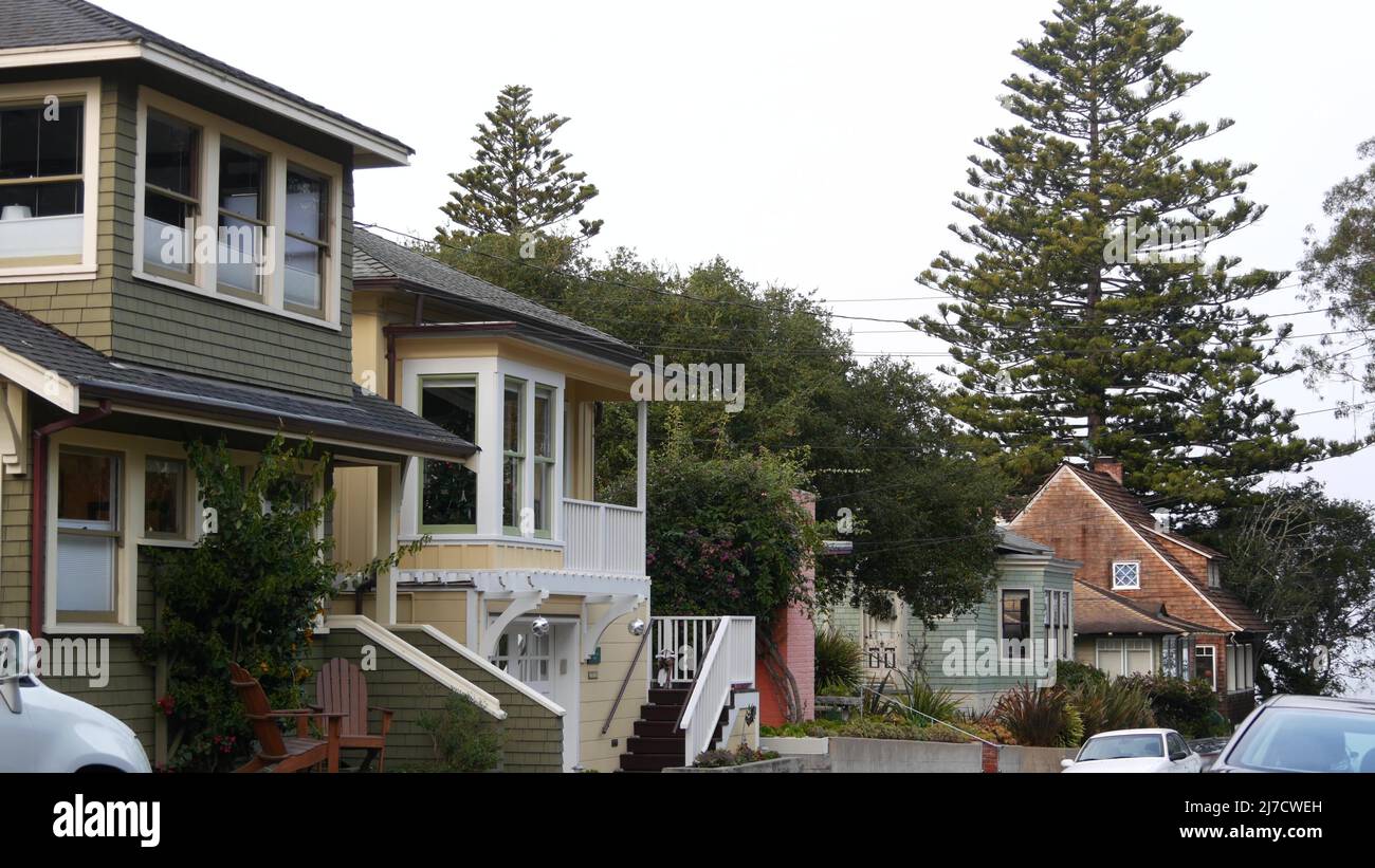 Row of old victorian style houses, historic residential district ...