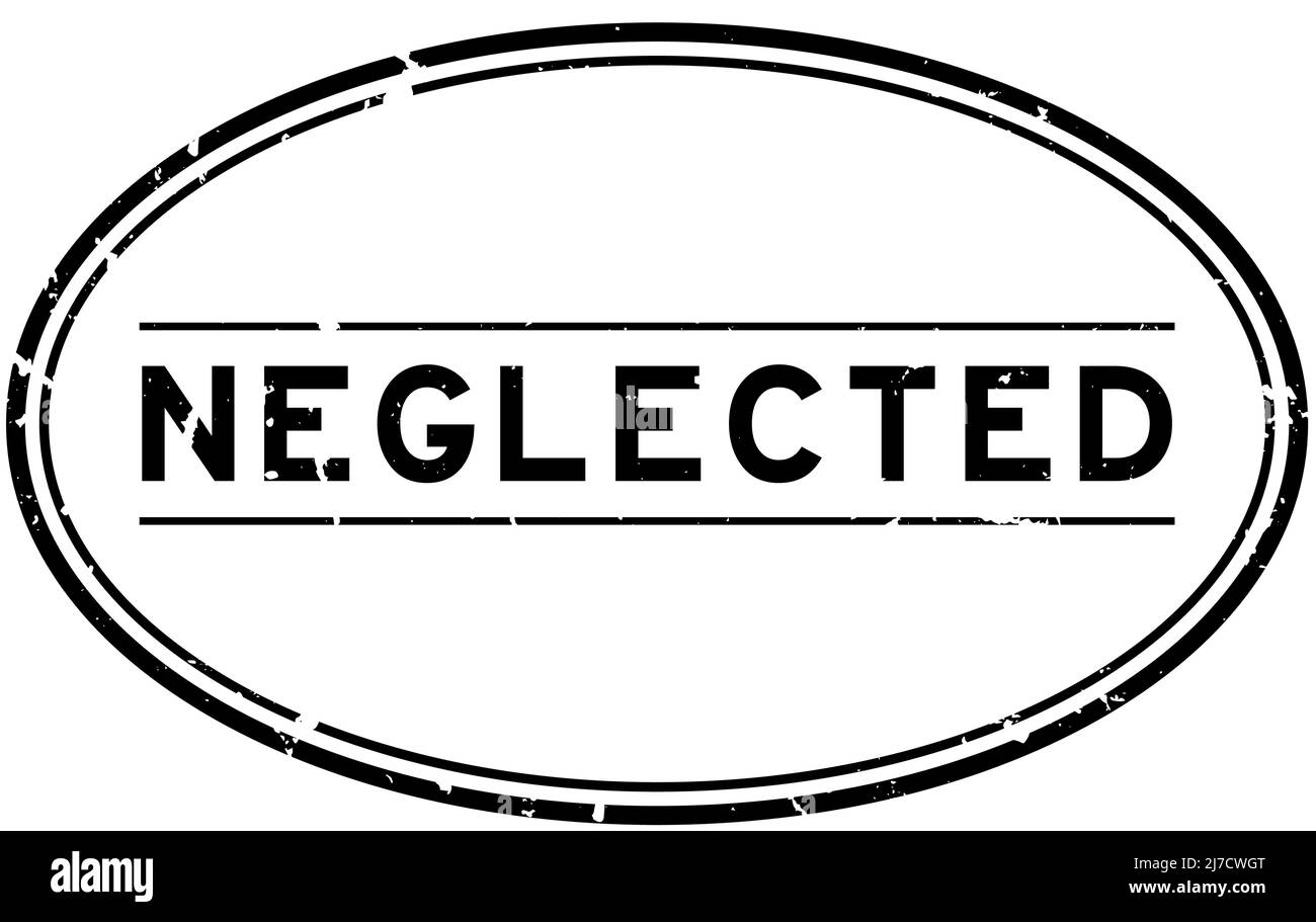 Grunge black neglected word oval rubber seal stamp on white background ...