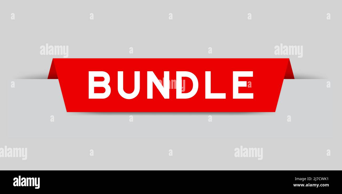 Red color inserted label with word bundle on gray background Stock ...
