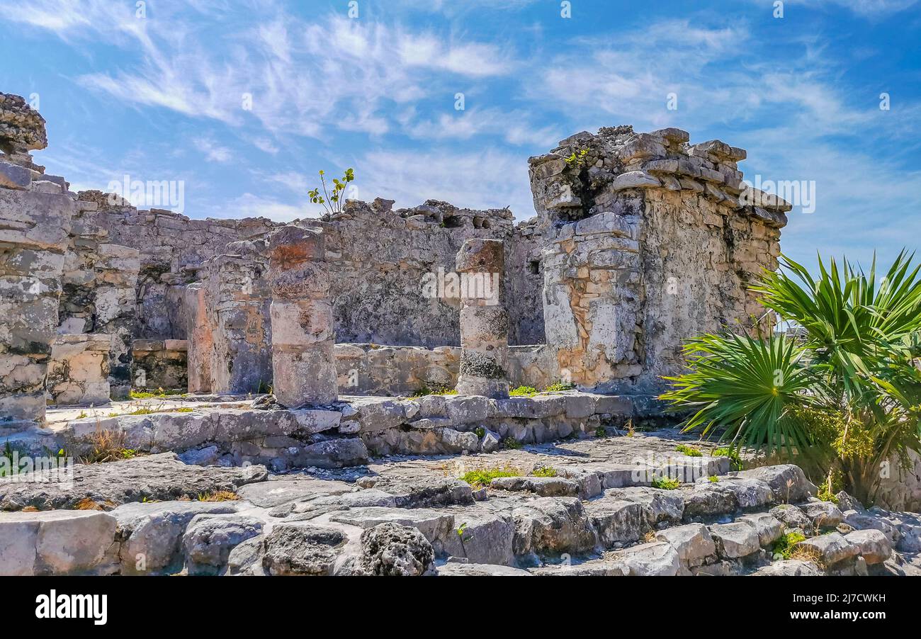Ancient Tulum ruins Mayan site with temple ruins pyramids and artifacts ...