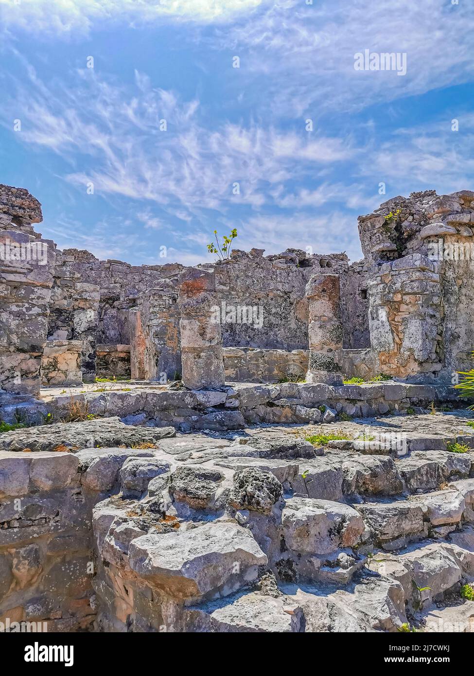 Ancient Tulum ruins Mayan site with temple ruins pyramids and artifacts ...