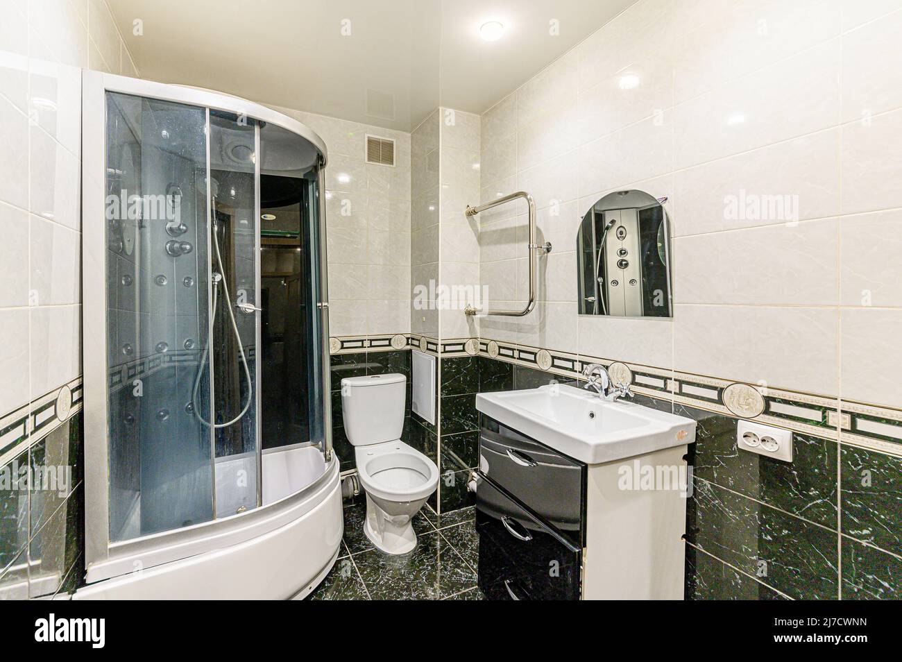 Russia, Moscow- May 21, 2020: interior apartment room bathroom, sink ...