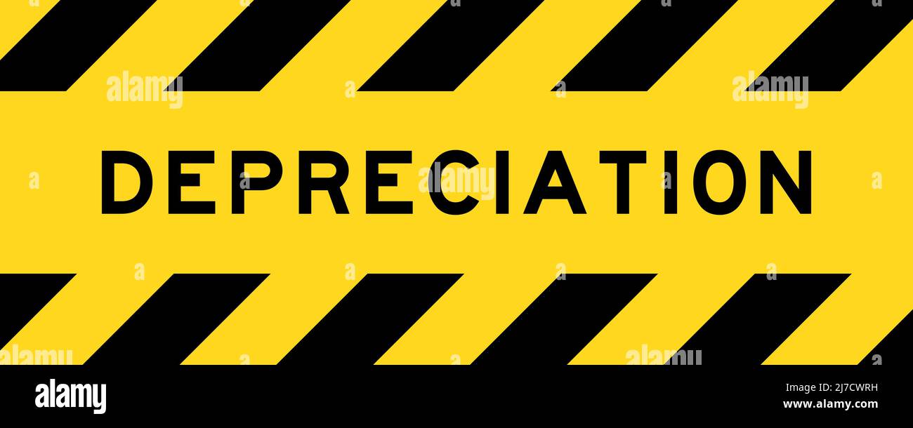 Yellow and black color with line striped label banner with word ...