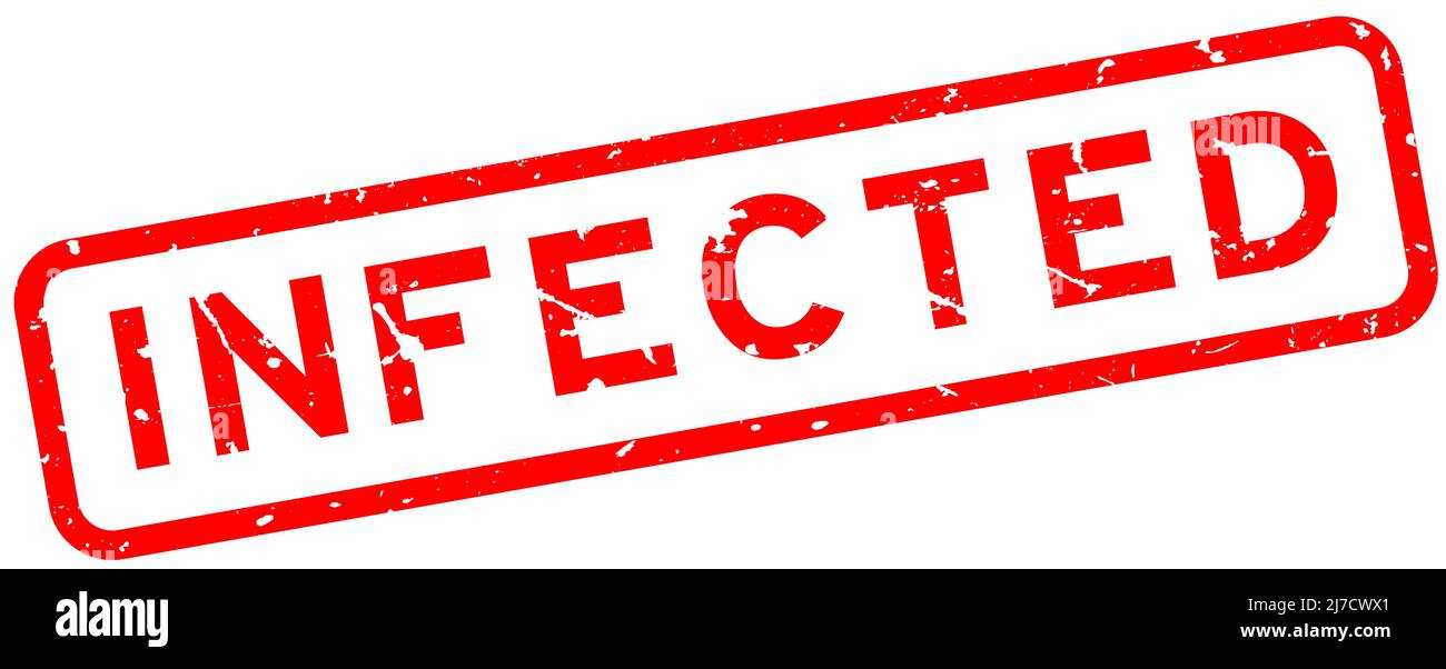 Grunge red infected word square rubber seal stamp on white background ...