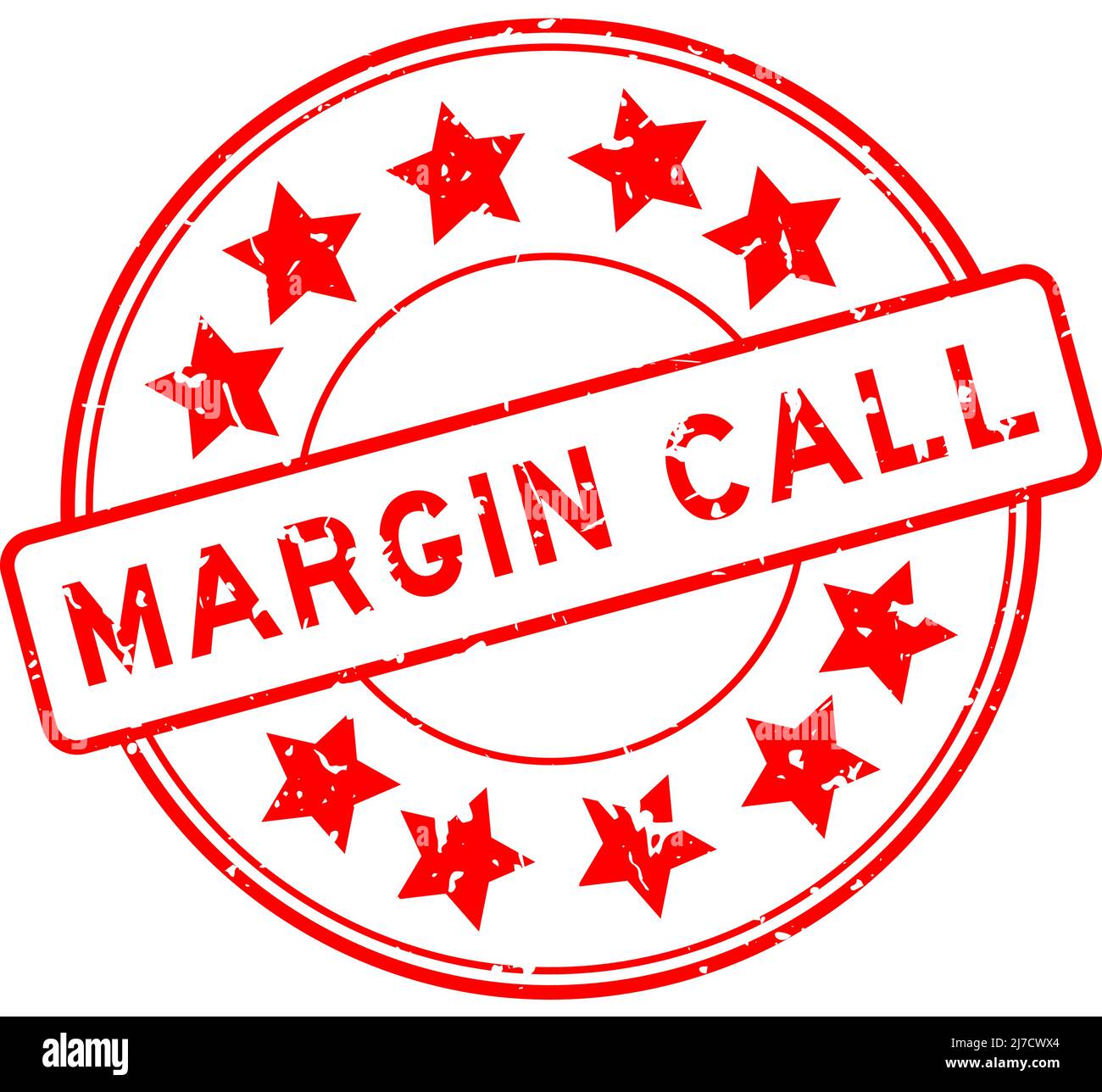 Grunge red margin call word with star icon round rubber seal stamp on ...