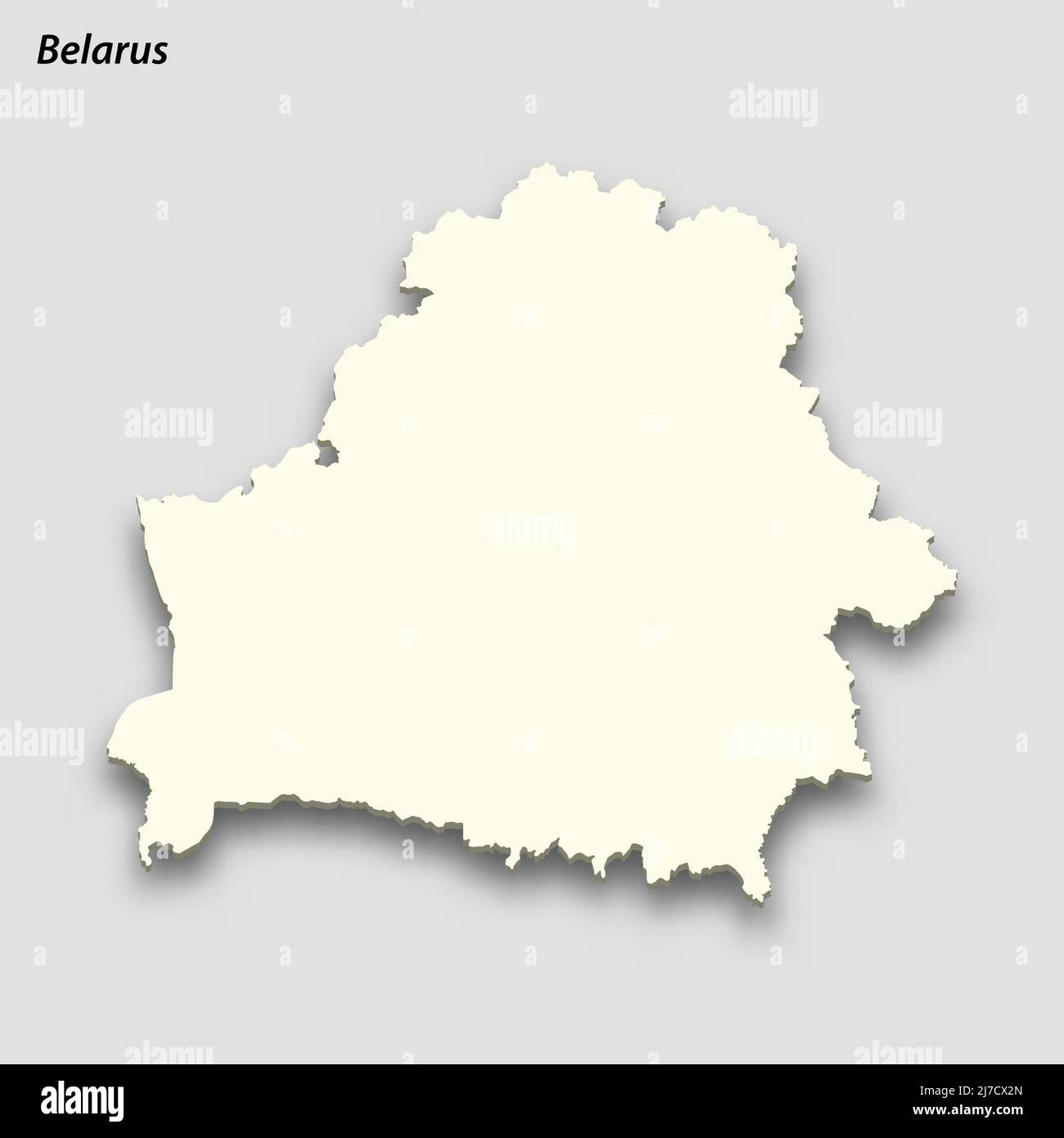3d isometric map of Belarus isolated with shadow. Paper card style ...