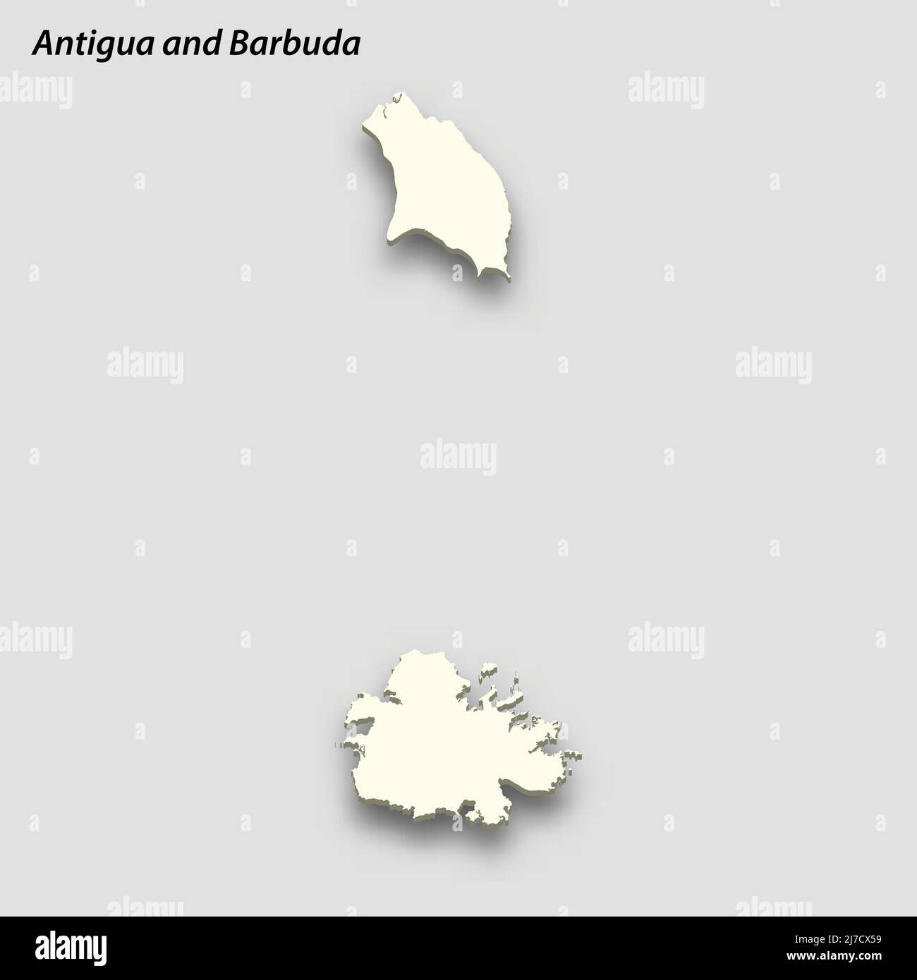 3d isometric map of Antigua and Barbuda isolated with shadow. Paper ...