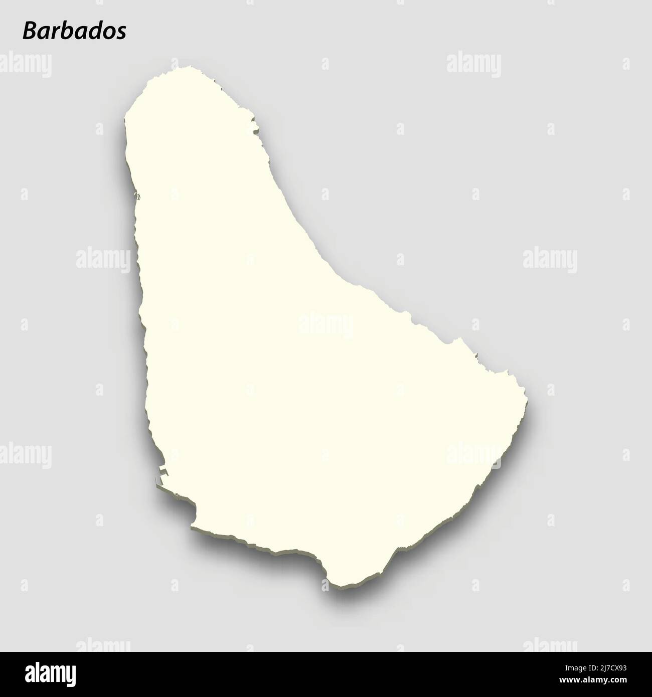 3d isometric map of Barbados isolated with shadow. Paper card style ...
