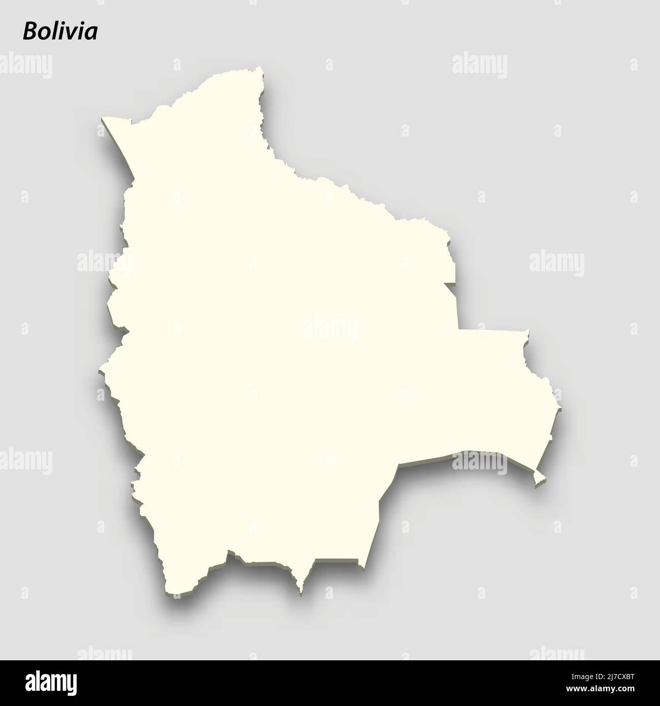 3d isometric map of Bolivia isolated with shadow. Paper card style ...