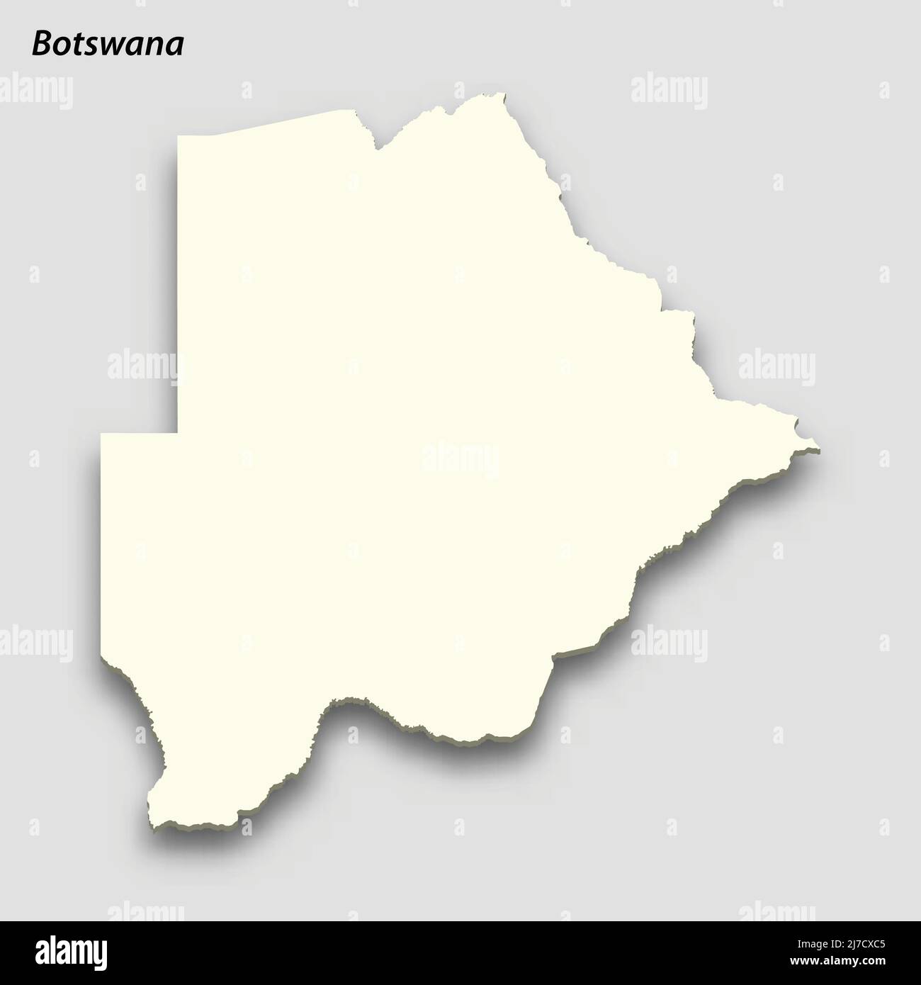 3d isometric map of Botswana isolated with shadow. Paper card style ...
