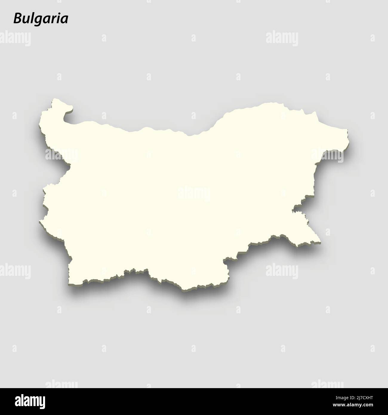 3d isometric map of Bulgaria isolated with shadow. Paper card style ...