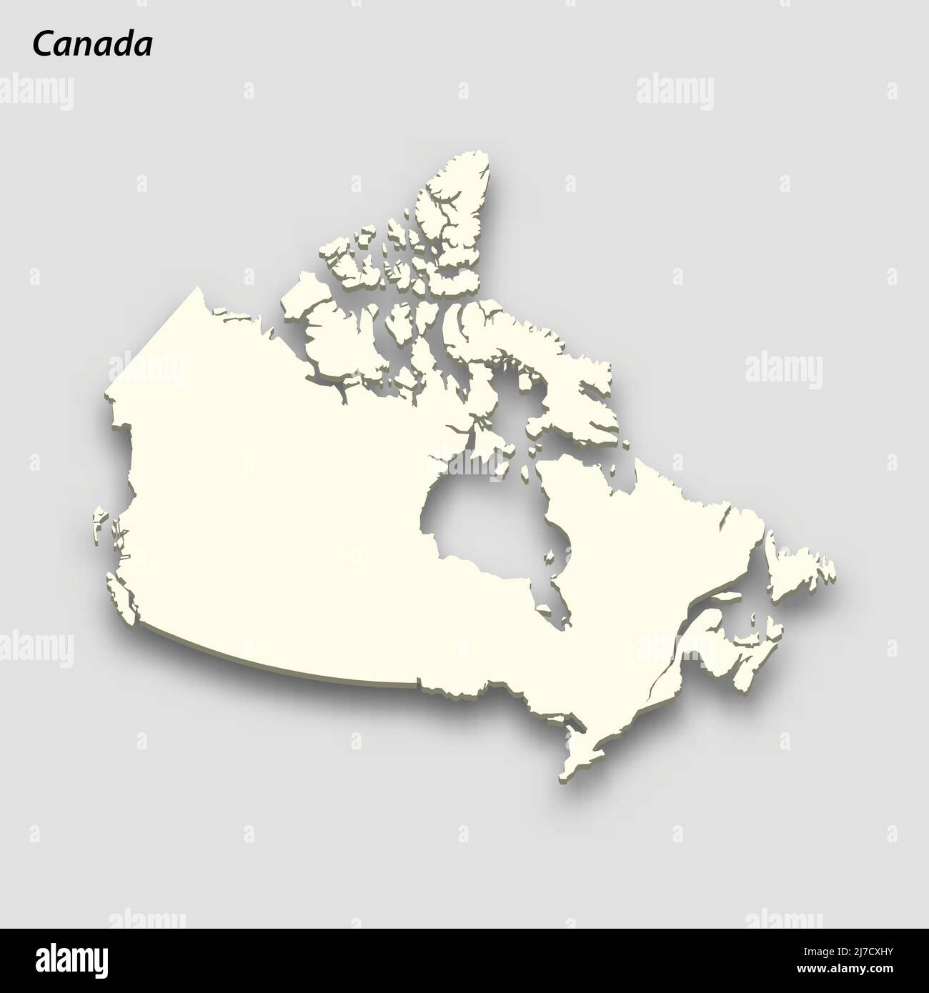 3d isometric map of Canada isolated with shadow. Paper card style ...