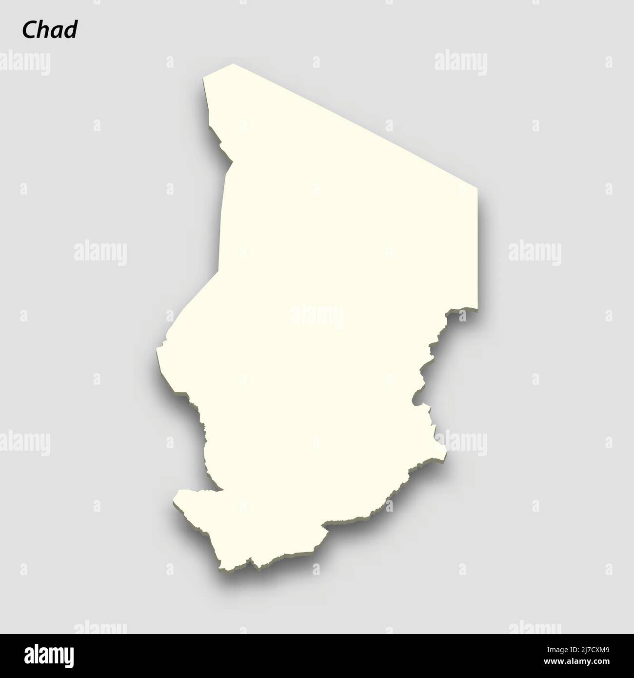 3d isometric map of Chad isolated with shadow. Paper card style vector ...