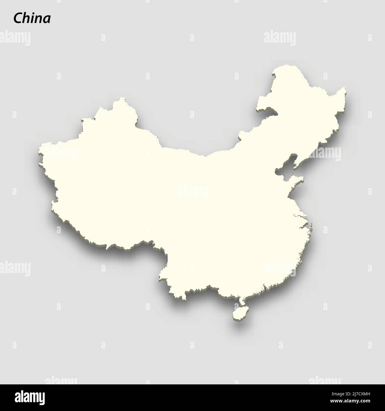 3d isometric map of China isolated with shadow. Paper card style vector ...