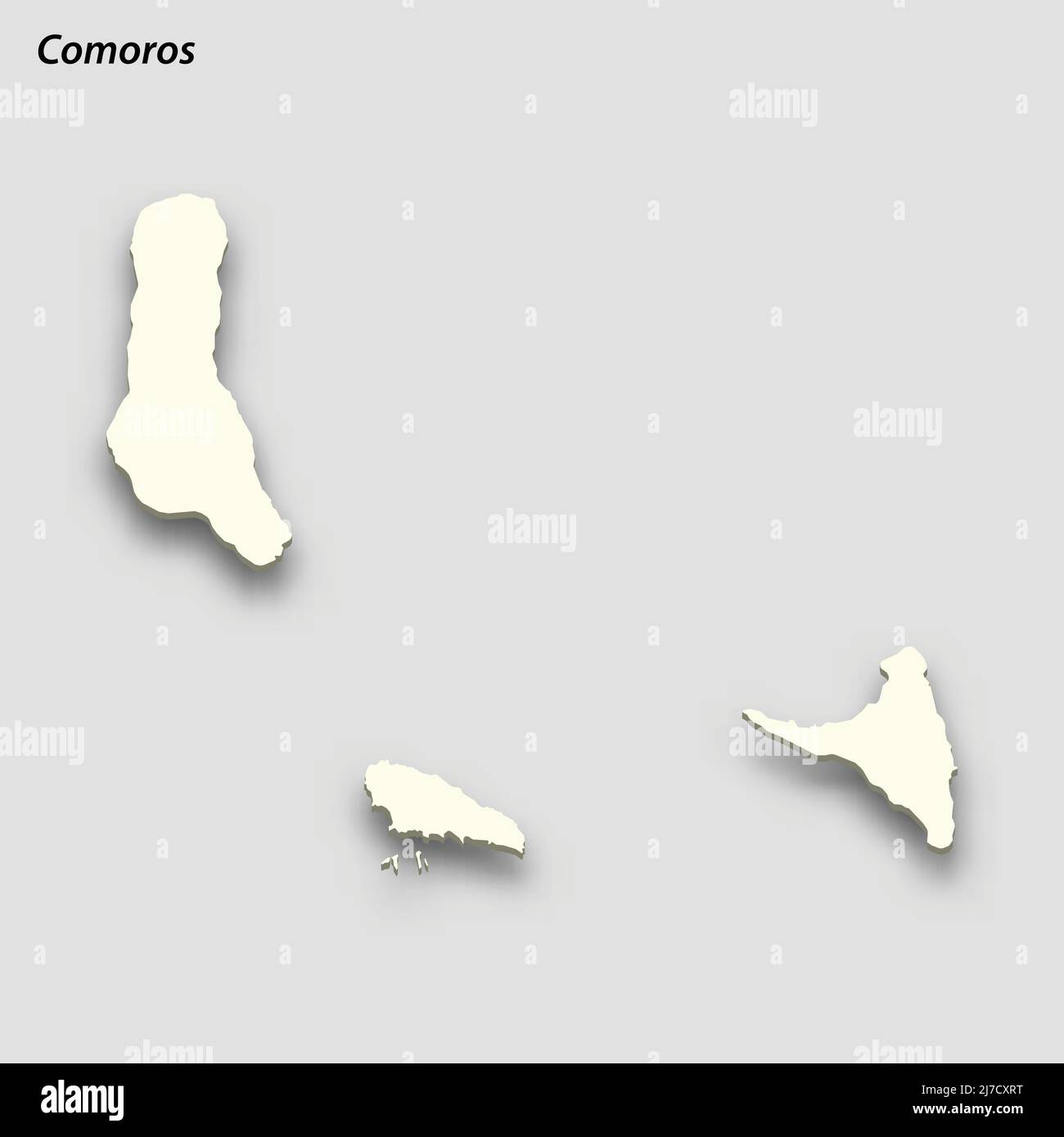 3d isometric map of Comoros isolated with shadow. Paper card style vector illustration Stock ...