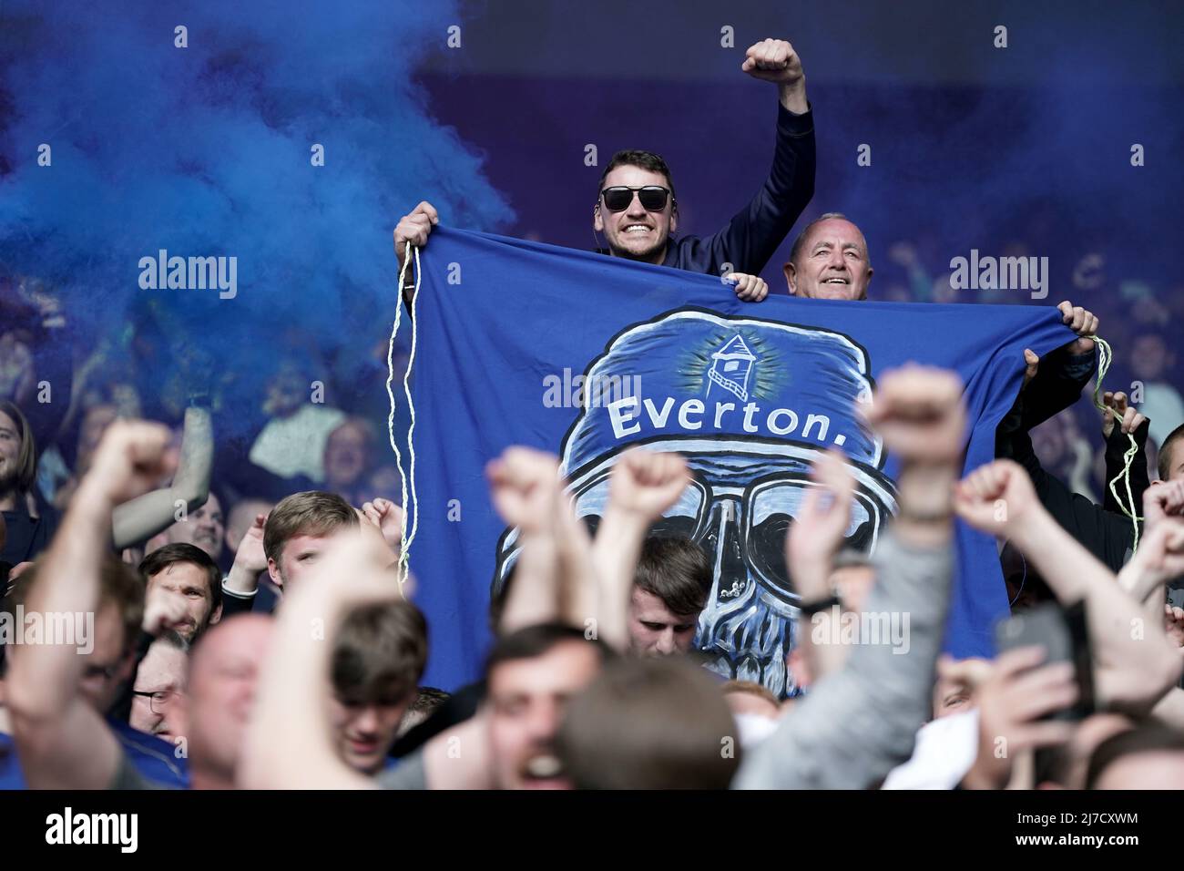 Everton fans celebrate in the stands during the Premier League match at ...