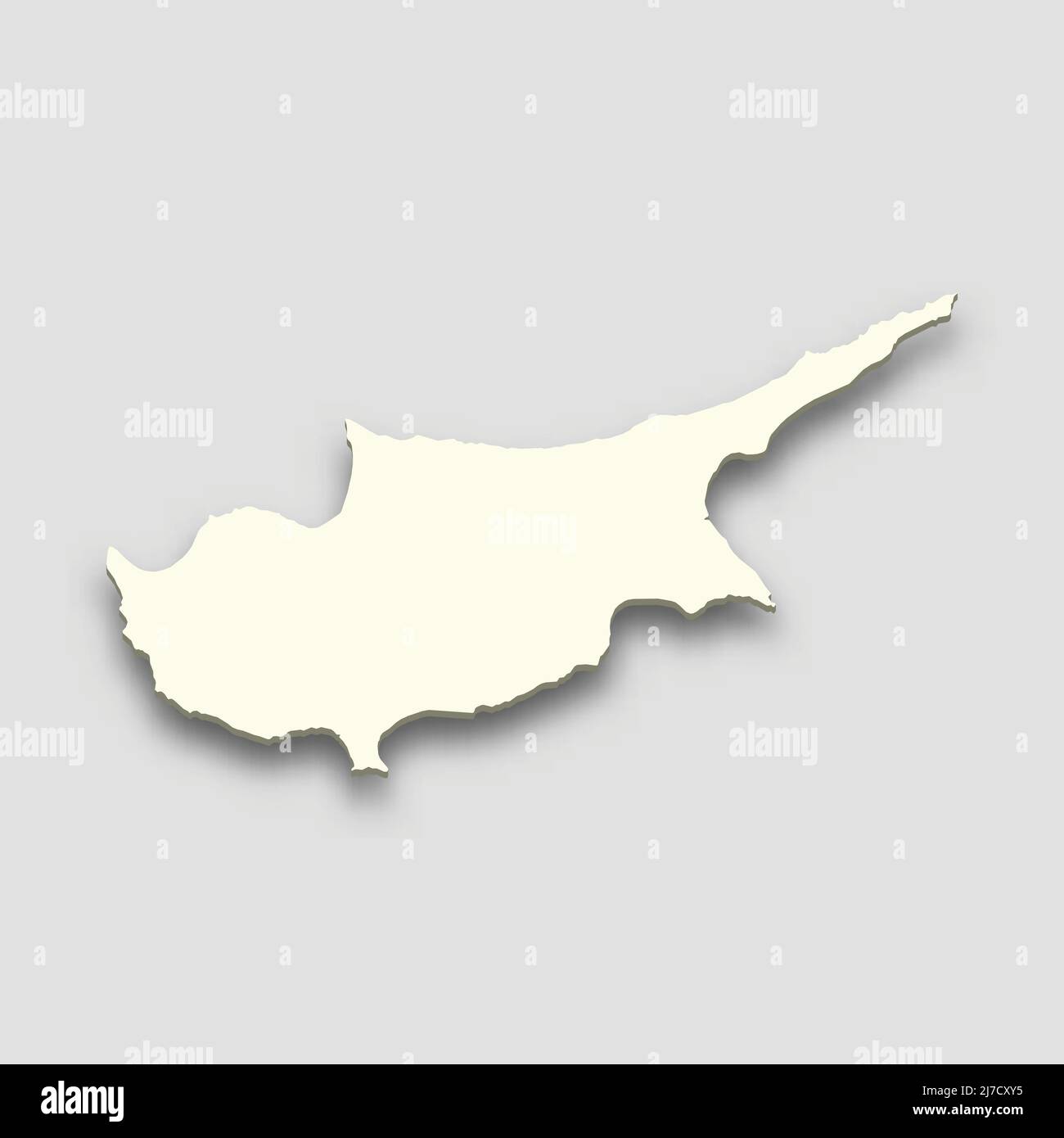 3d isometric map of Cyprus isolated with shadow. Paper card style ...