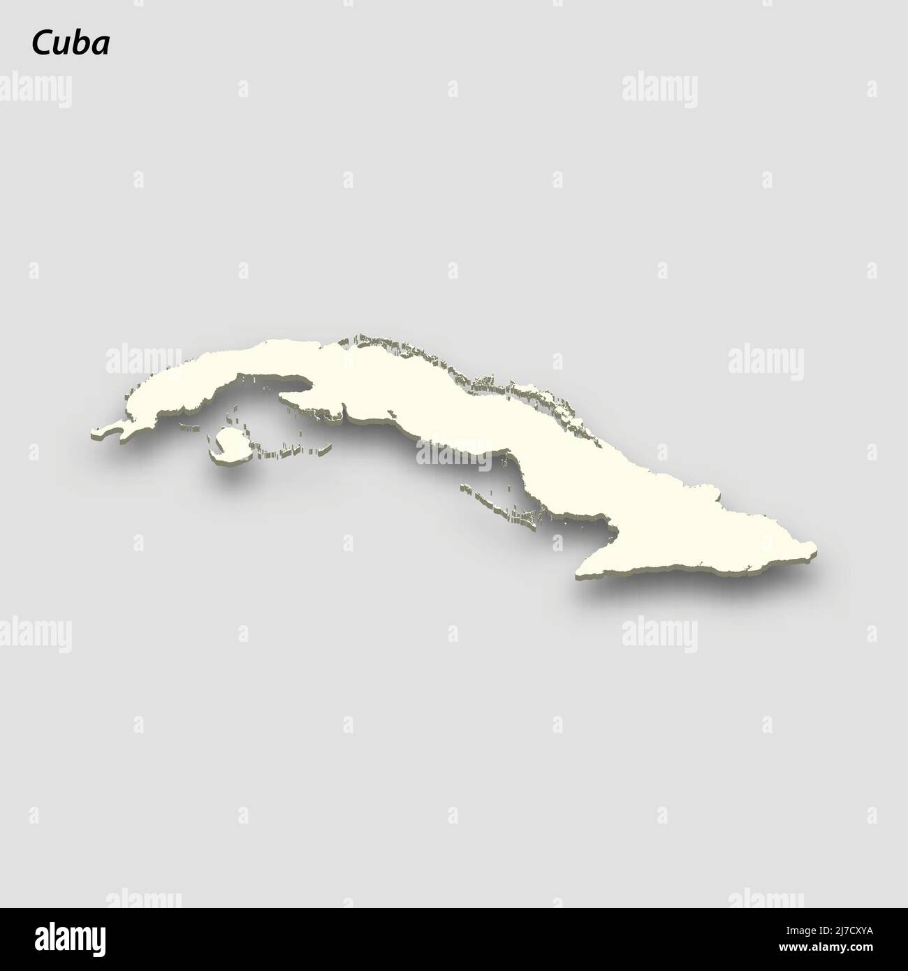 3d isometric map of Cuba isolated with shadow. Paper card style vector ...