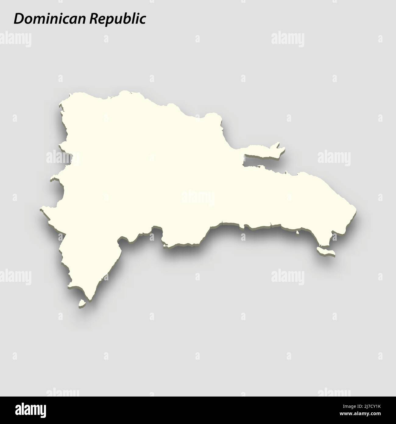 3d isometric map of Dominican Republic isolated with shadow. Paper card ...