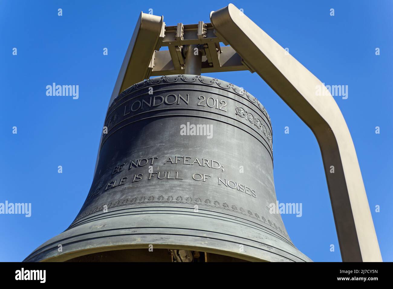 Cast bronze London 2012 Olympic bell in the Queen Elizabeth Park in ...
