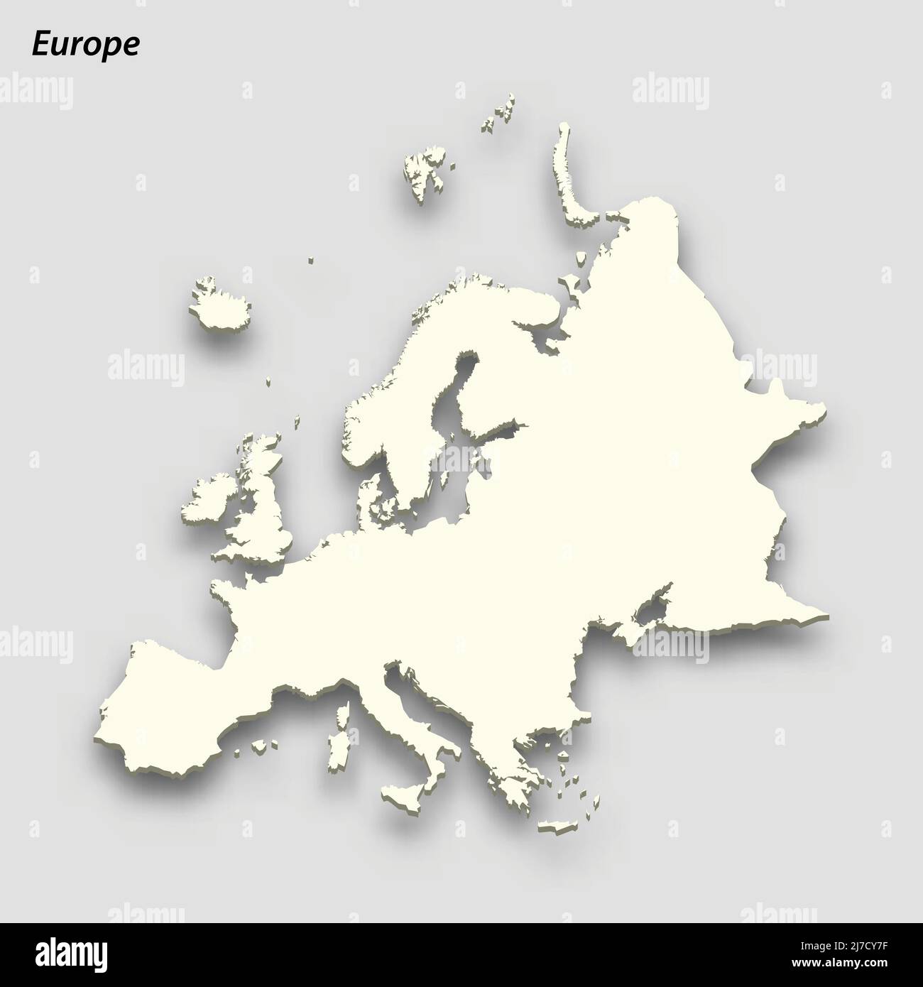 3d isometric map of Europe isolated with shadow. Paper card style ...