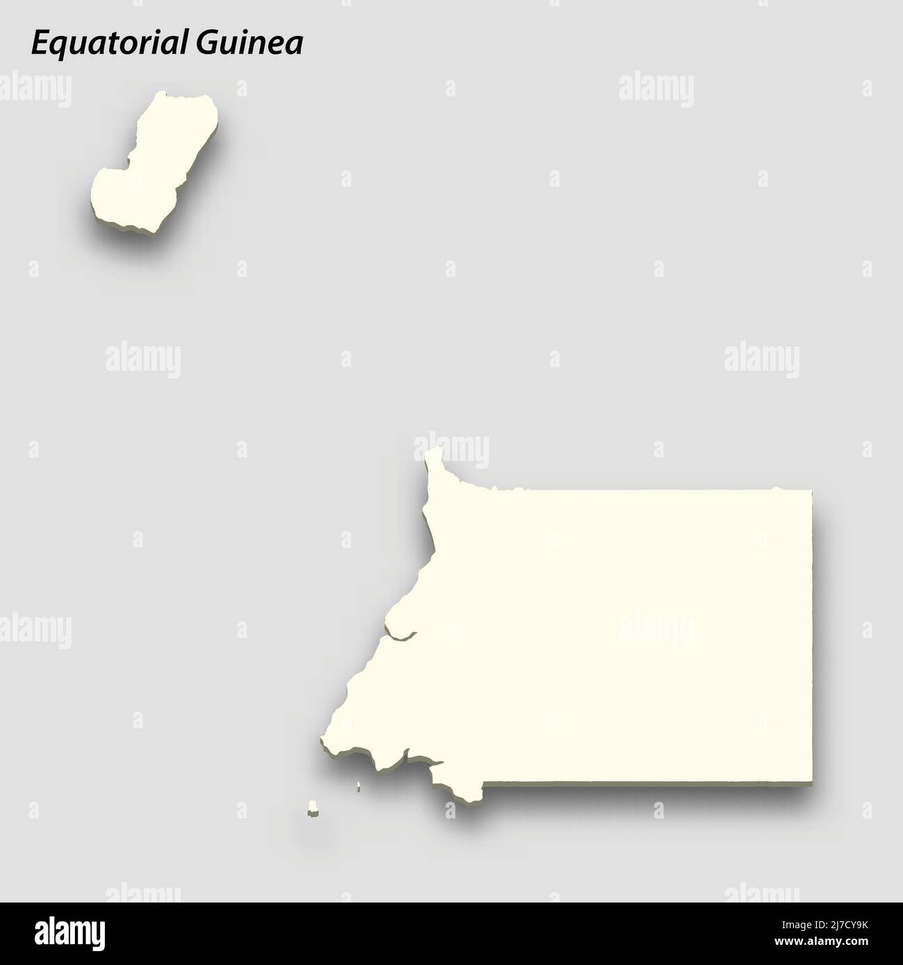 3d isometric map of Equatorial Guinea isolated with shadow. Paper card ...