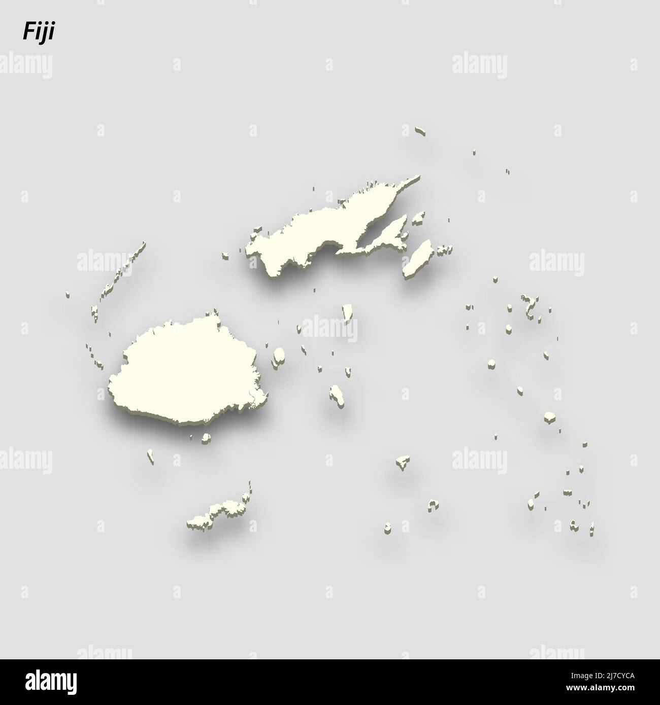 3d isometric map of Fiji isolated with shadow. Paper card style vector ...