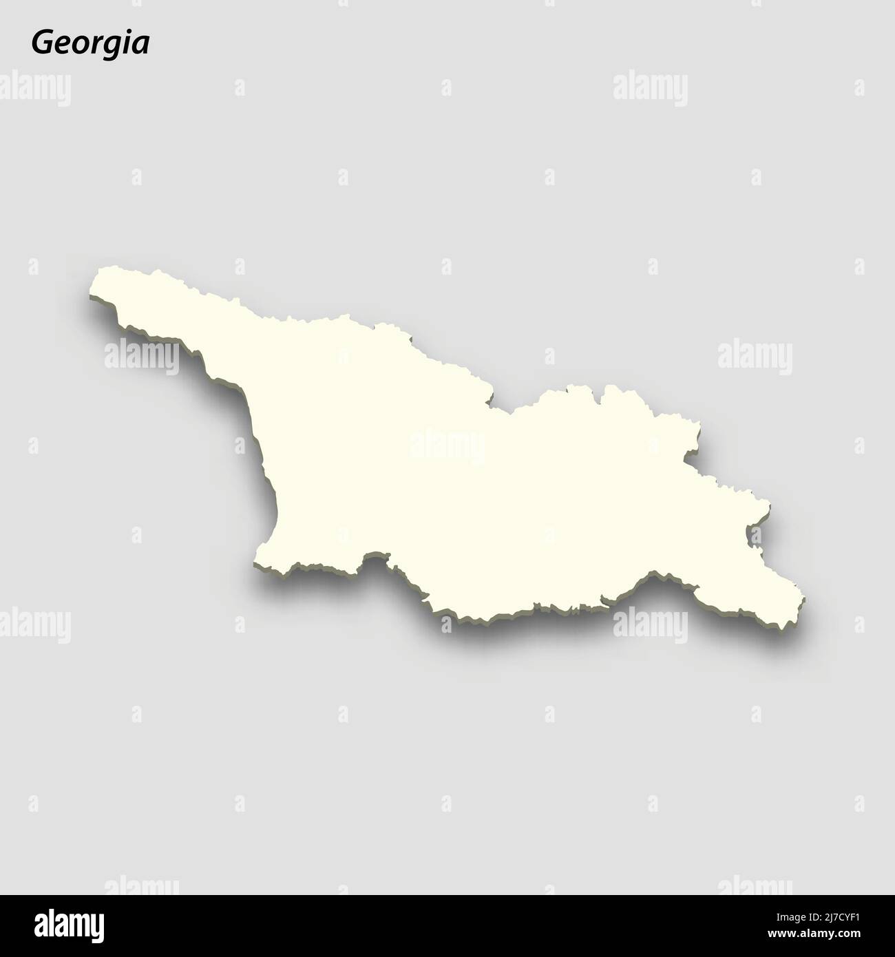 3d isometric map of Georgia isolated with shadow. Paper card style ...