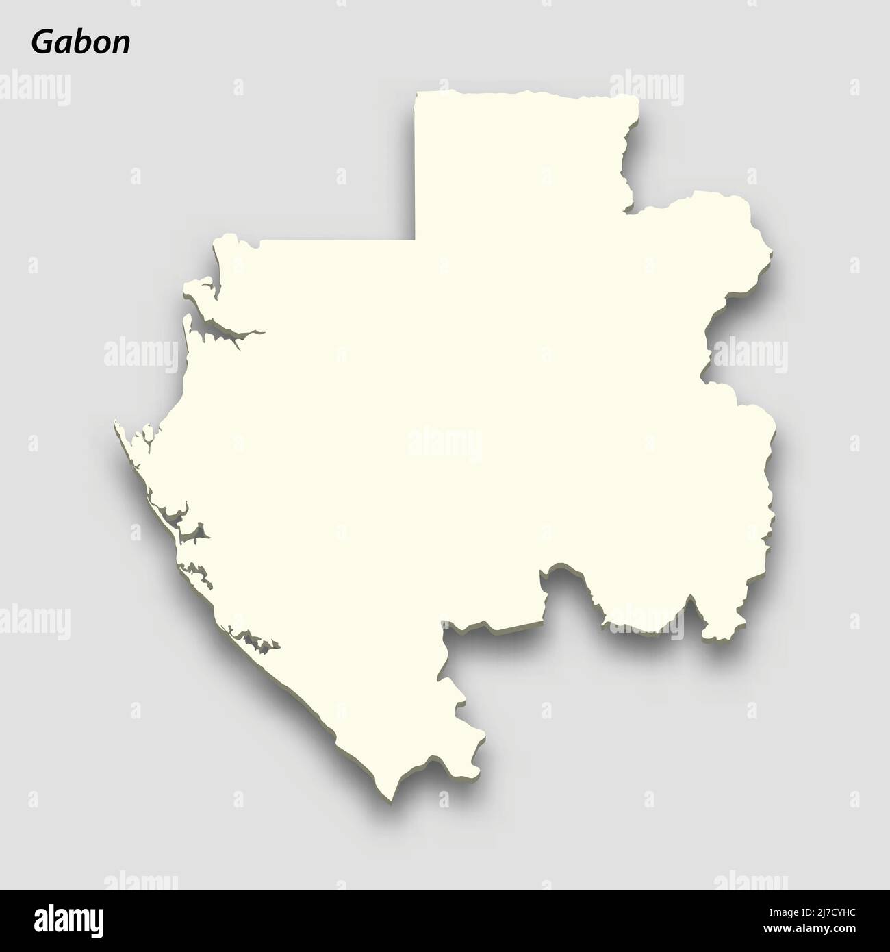 3d isometric map of Gabon isolated with shadow. Paper card style vector ...