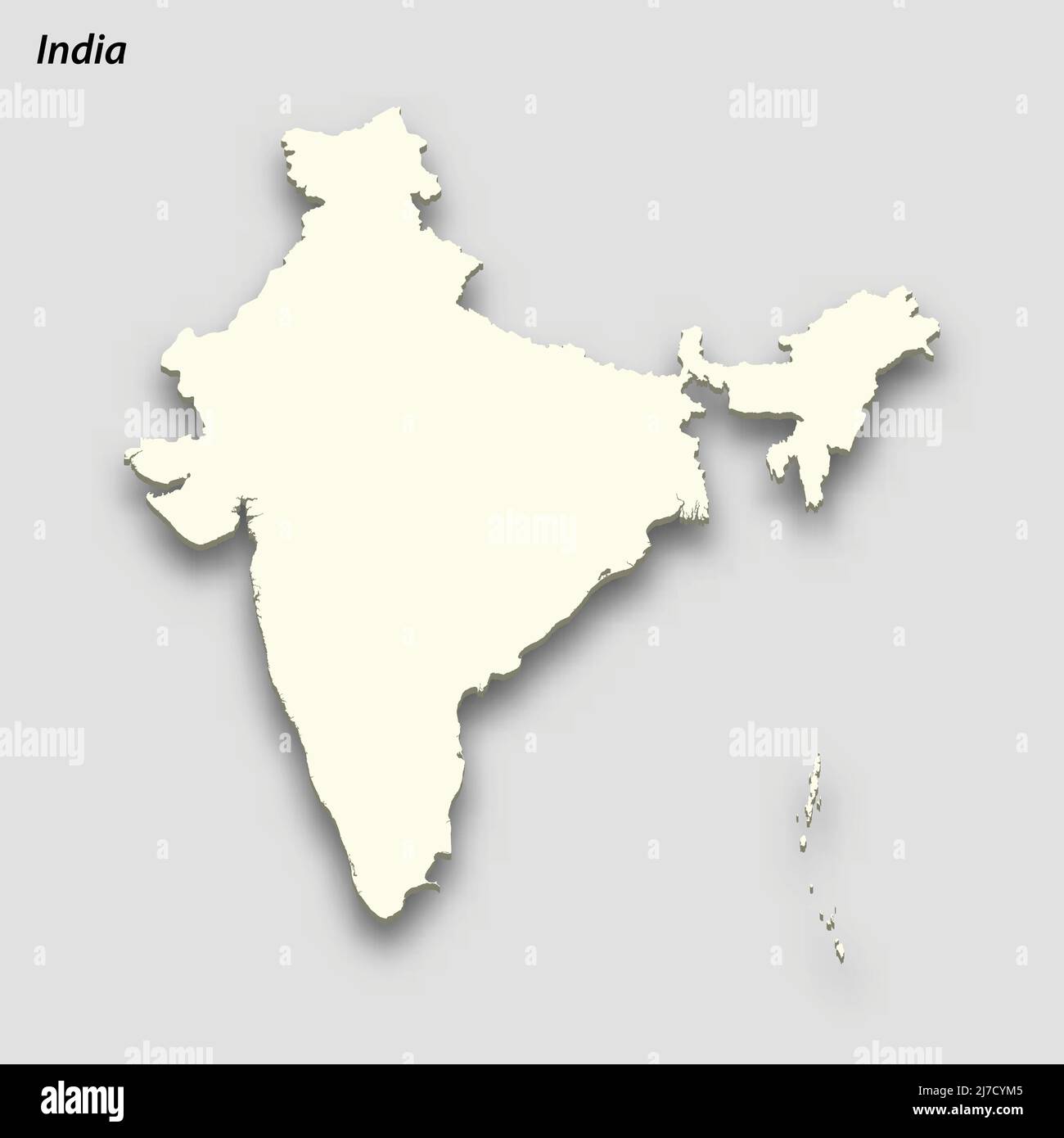 3d isometric map of India isolated with shadow. Paper card style vector ...