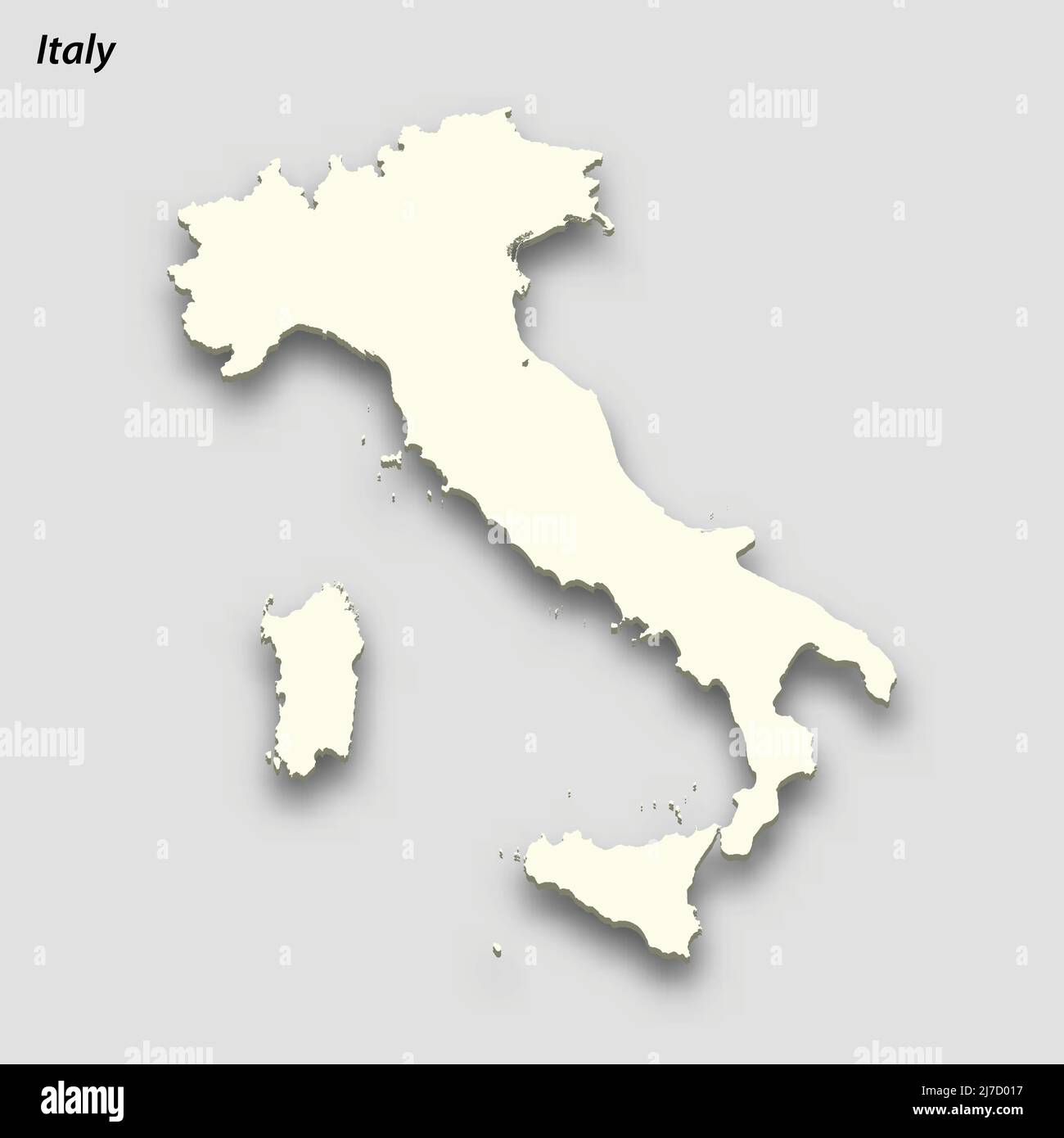 3d isometric map of Italy isolated with shadow. Paper card style vector ...