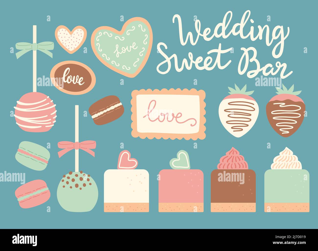 Wedding sweet bar set of vector illustrations Stock Vector Image & Art ...