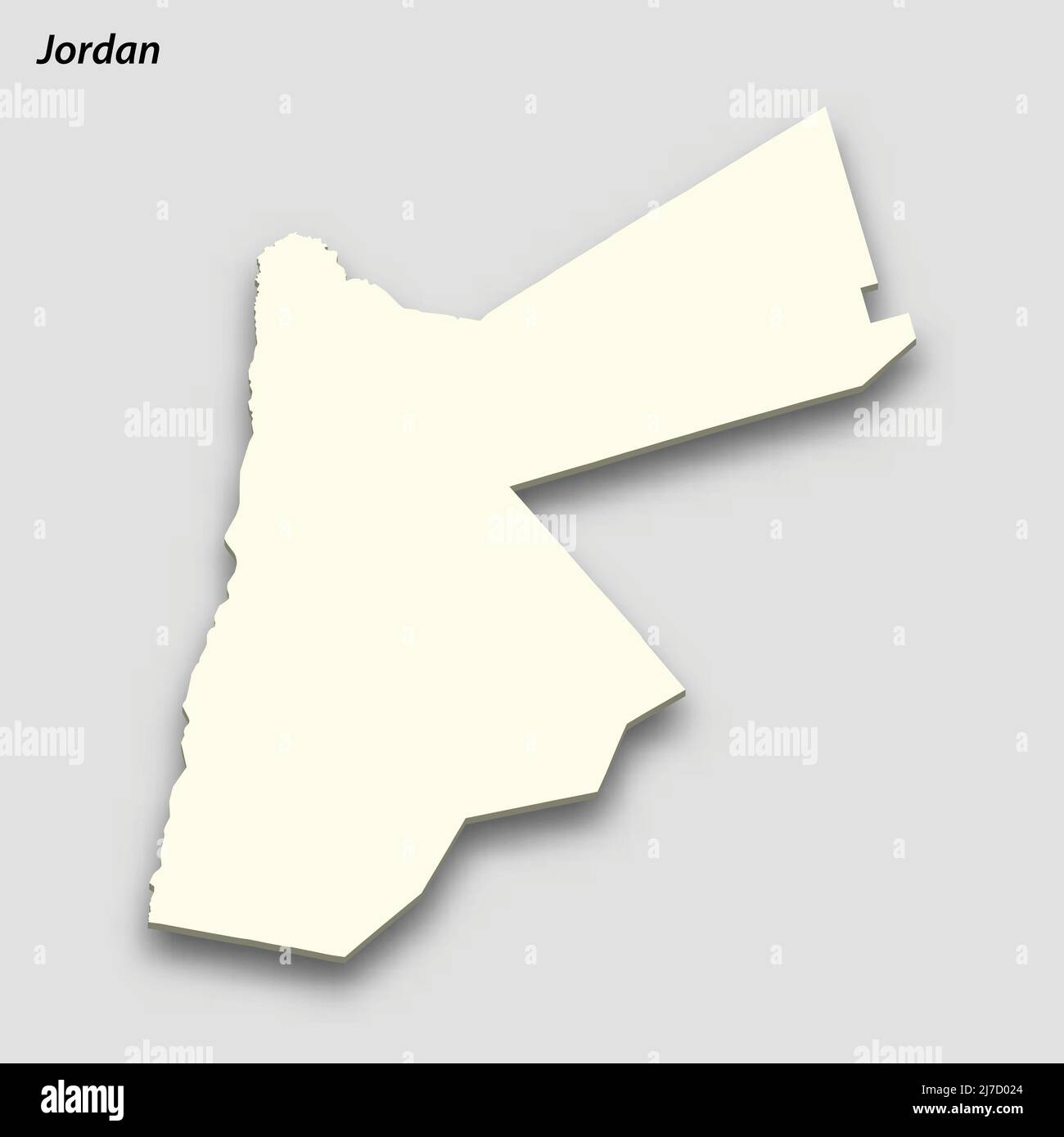 3d isometric map of Jordan isolated with shadow. Paper card style ...