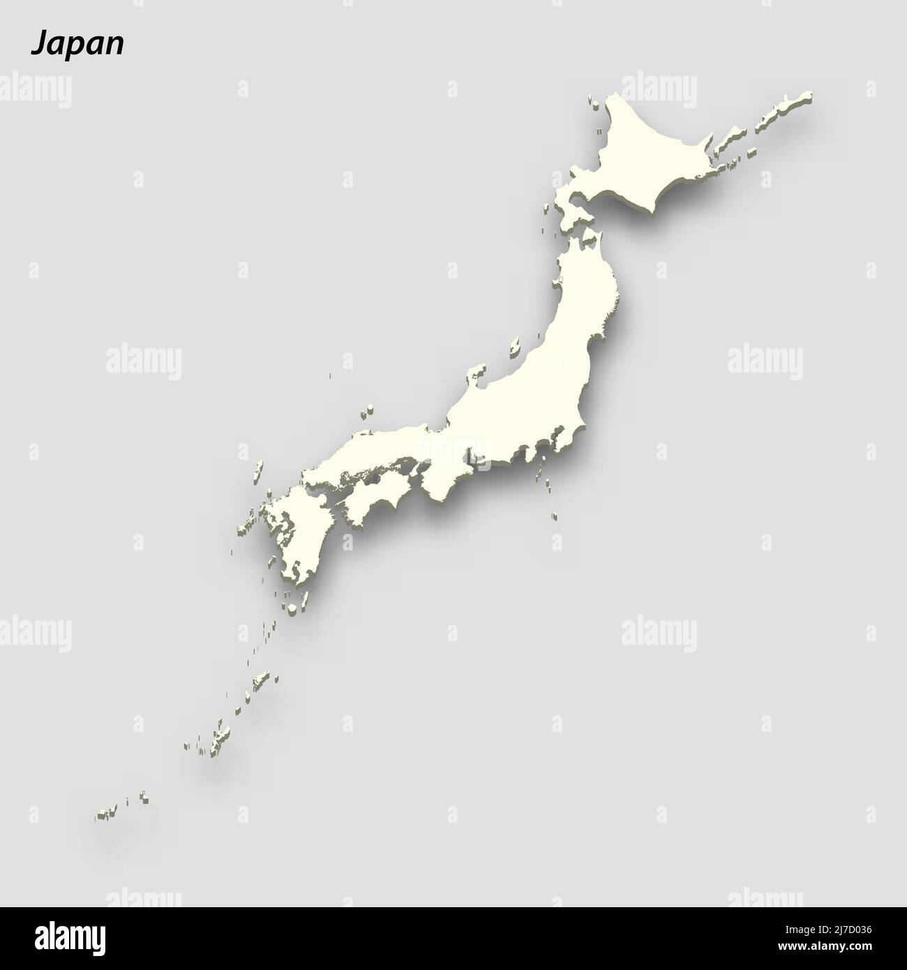 3d isometric map of Japan isolated with shadow. Paper card style vector ...