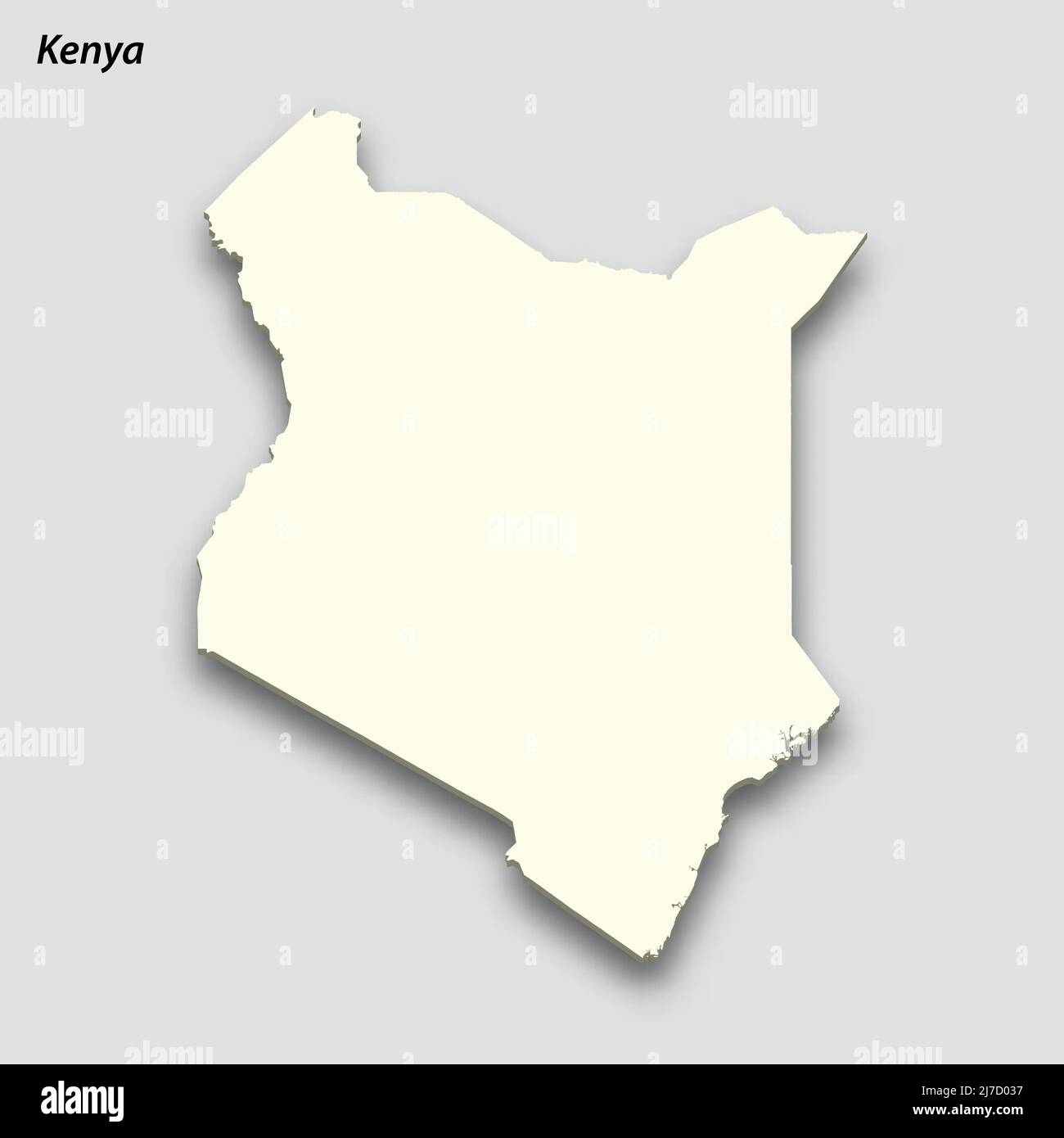 3d isometric map of Kenya isolated with shadow. Paper card style vector ...