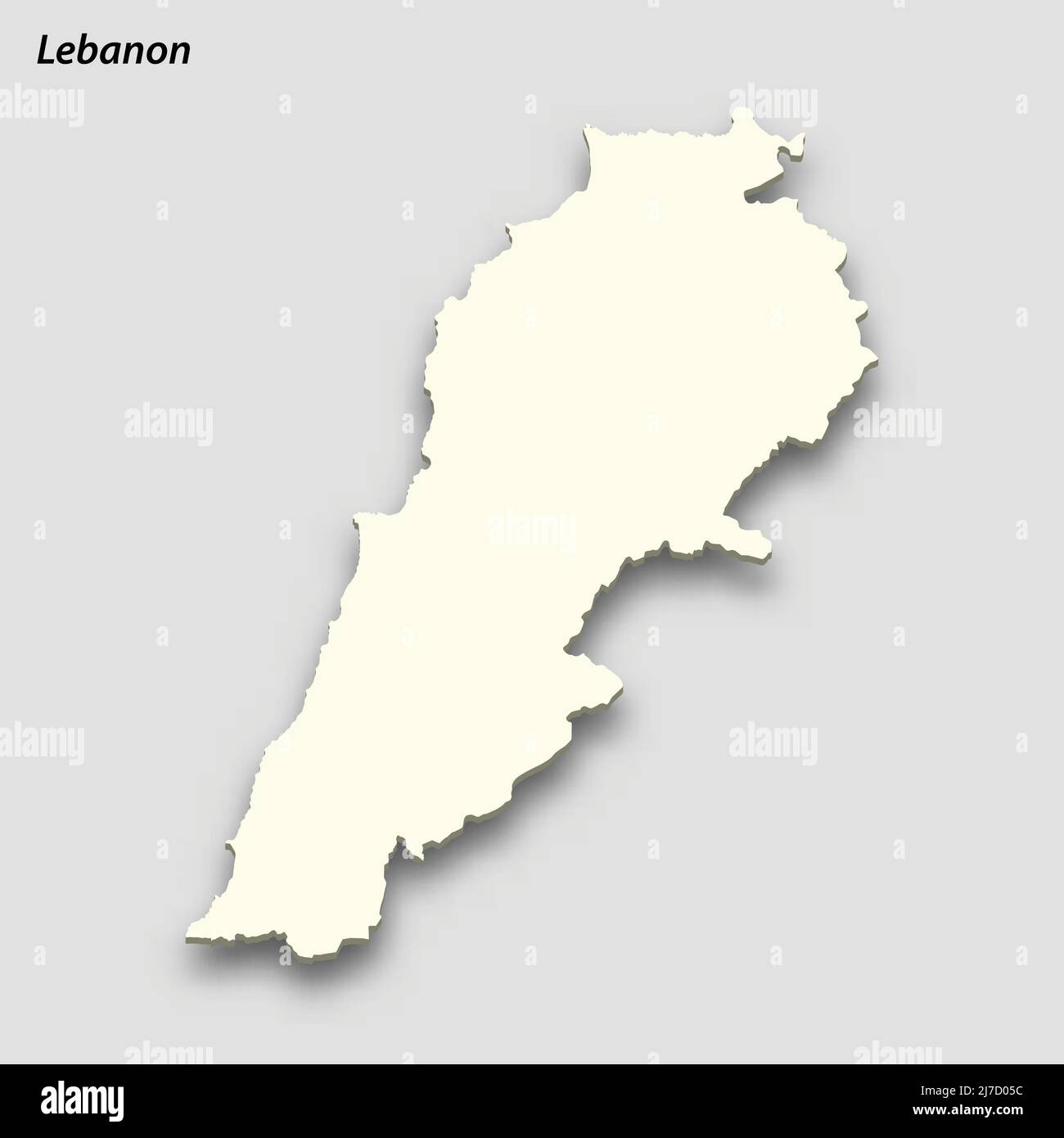 3d isometric map of Lebanon isolated with shadow. Paper card style ...