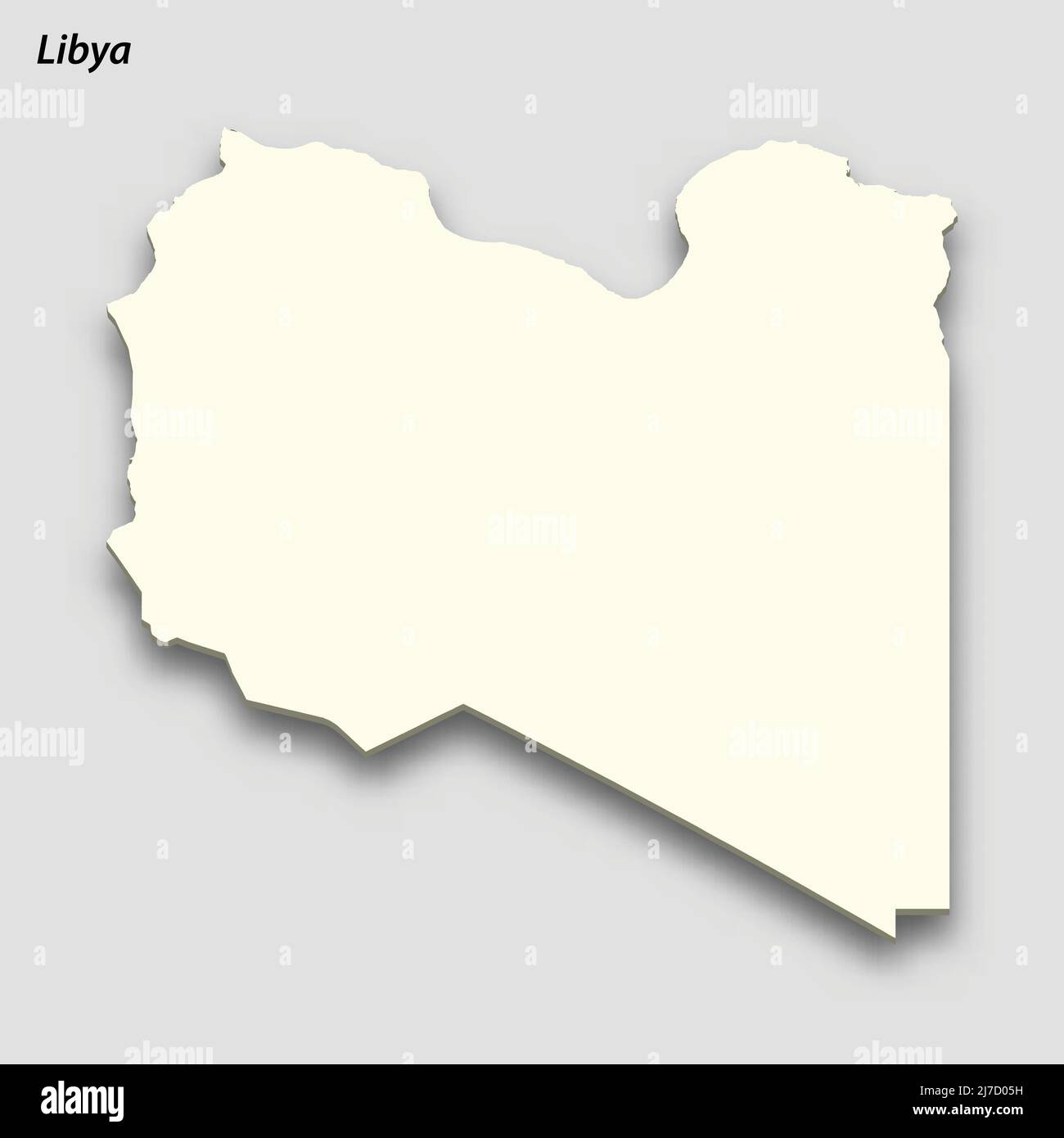 3d isometric map of Libya isolated with shadow. Paper card style vector ...