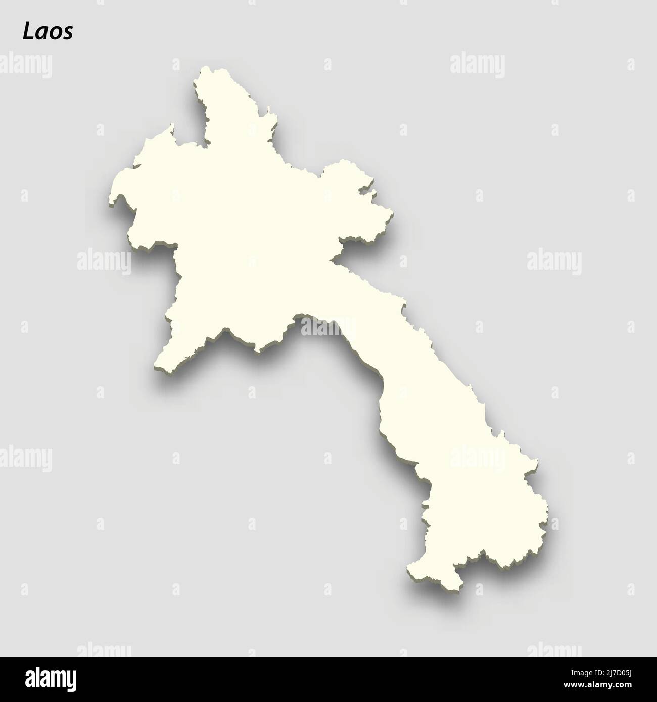 3d isometric map of Laos isolated with shadow. Paper card style vector ...