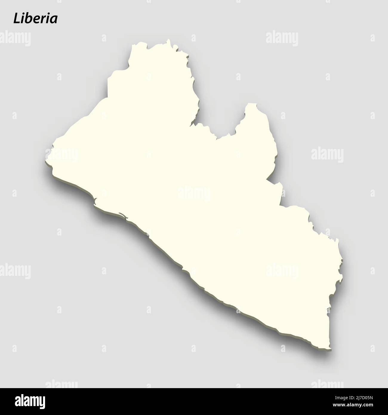 3d isometric map of Liberia isolated with shadow. Paper card style ...