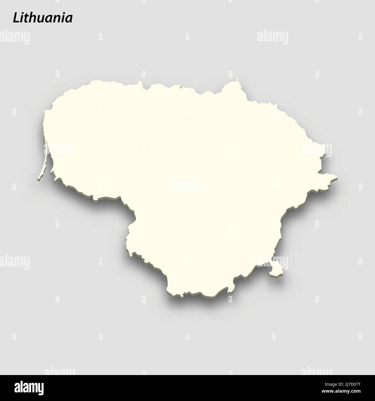 3d isometric map of Lithuania isolated with shadow. Paper card style ...