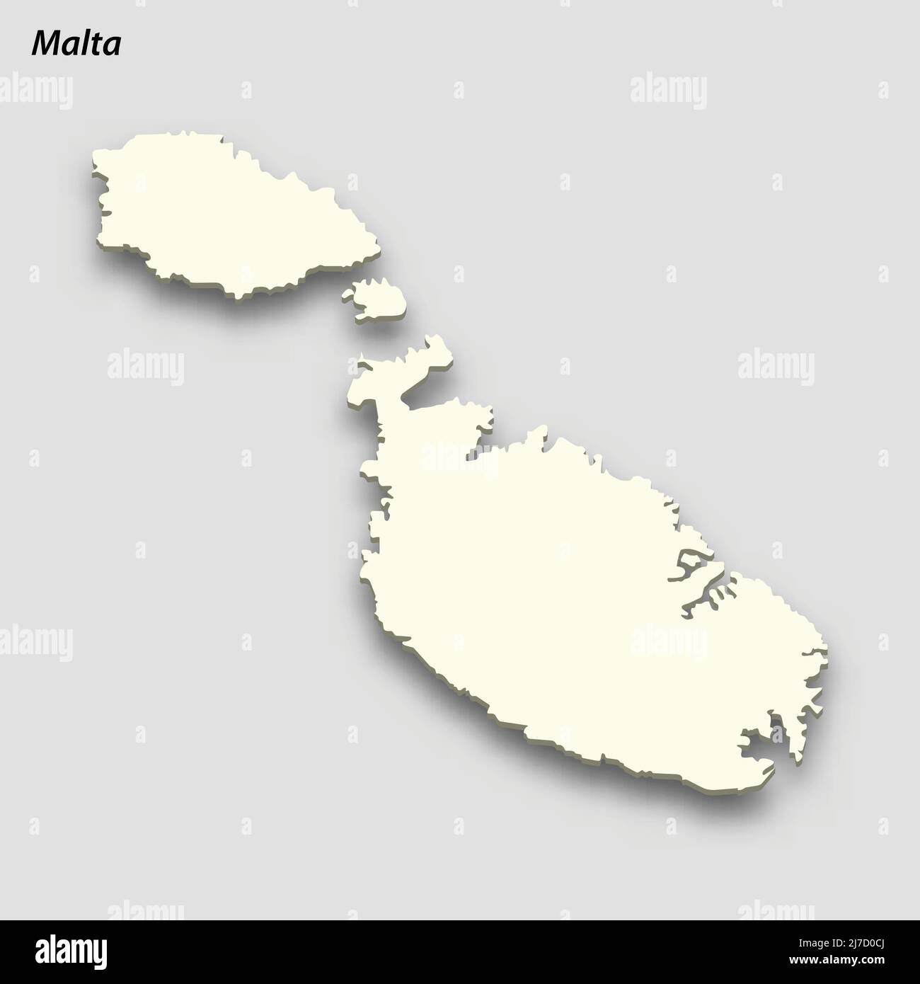 3d isometric map of Malta isolated with shadow. Paper card style vector ...